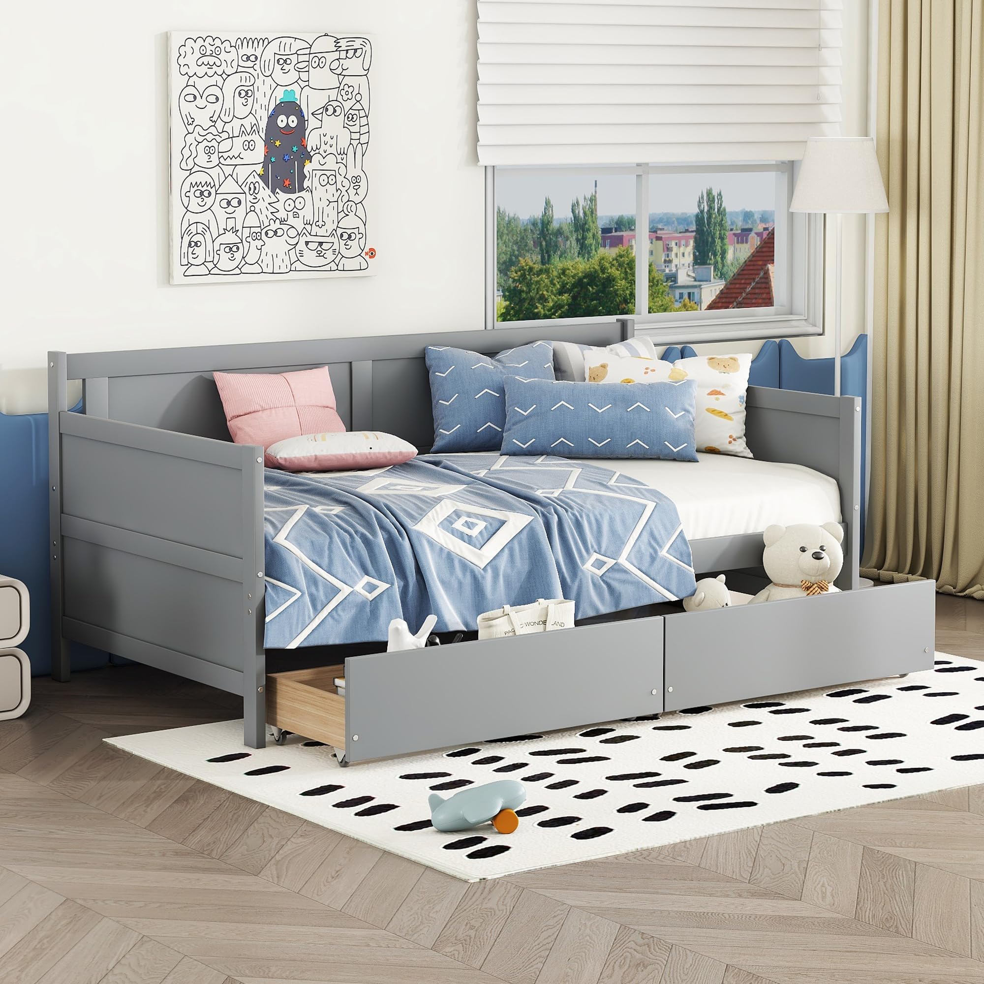 Amazon.com: Twin Size Daybed Frame with Storage Drawers,Day Bed Frame ...