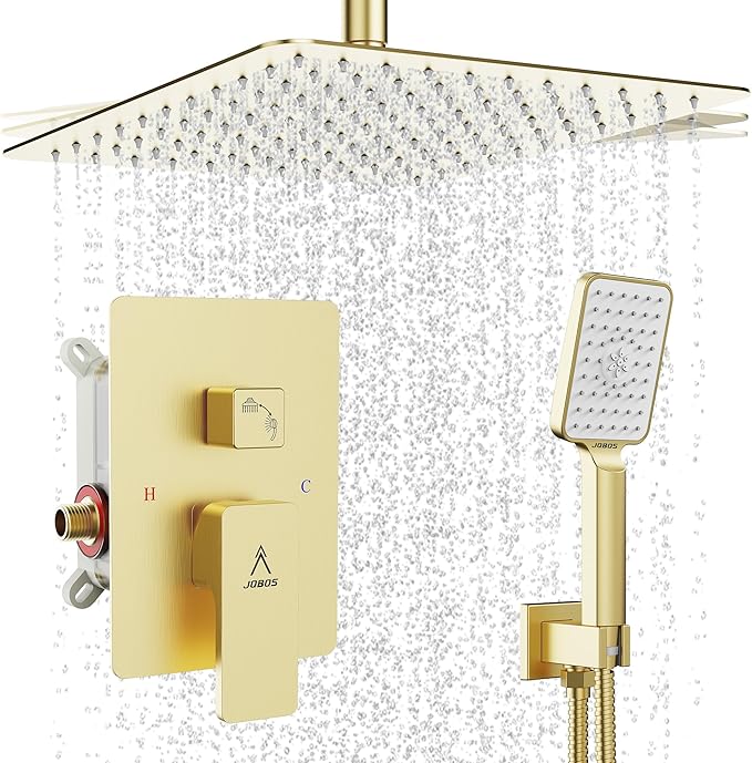 JQBQS Rain Shower System Ceiling Mount Modern12 IN Bathroom Faucet Set ...