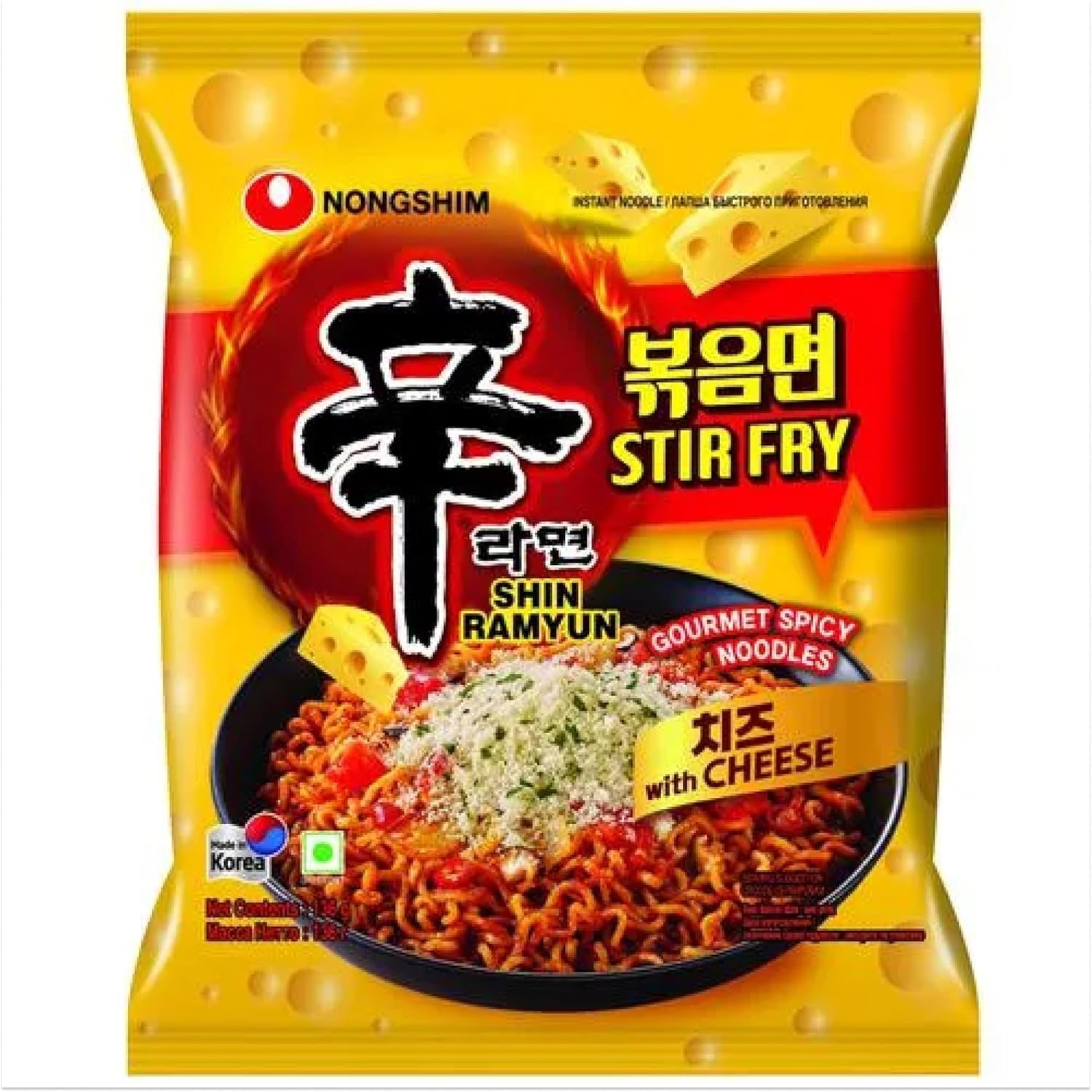 Nongshim Shin Ramyun Stir Fry Gourmet Spicy Noodles with Cheese, 4.8 oz ℮ 136 g : Amazon.in ...
