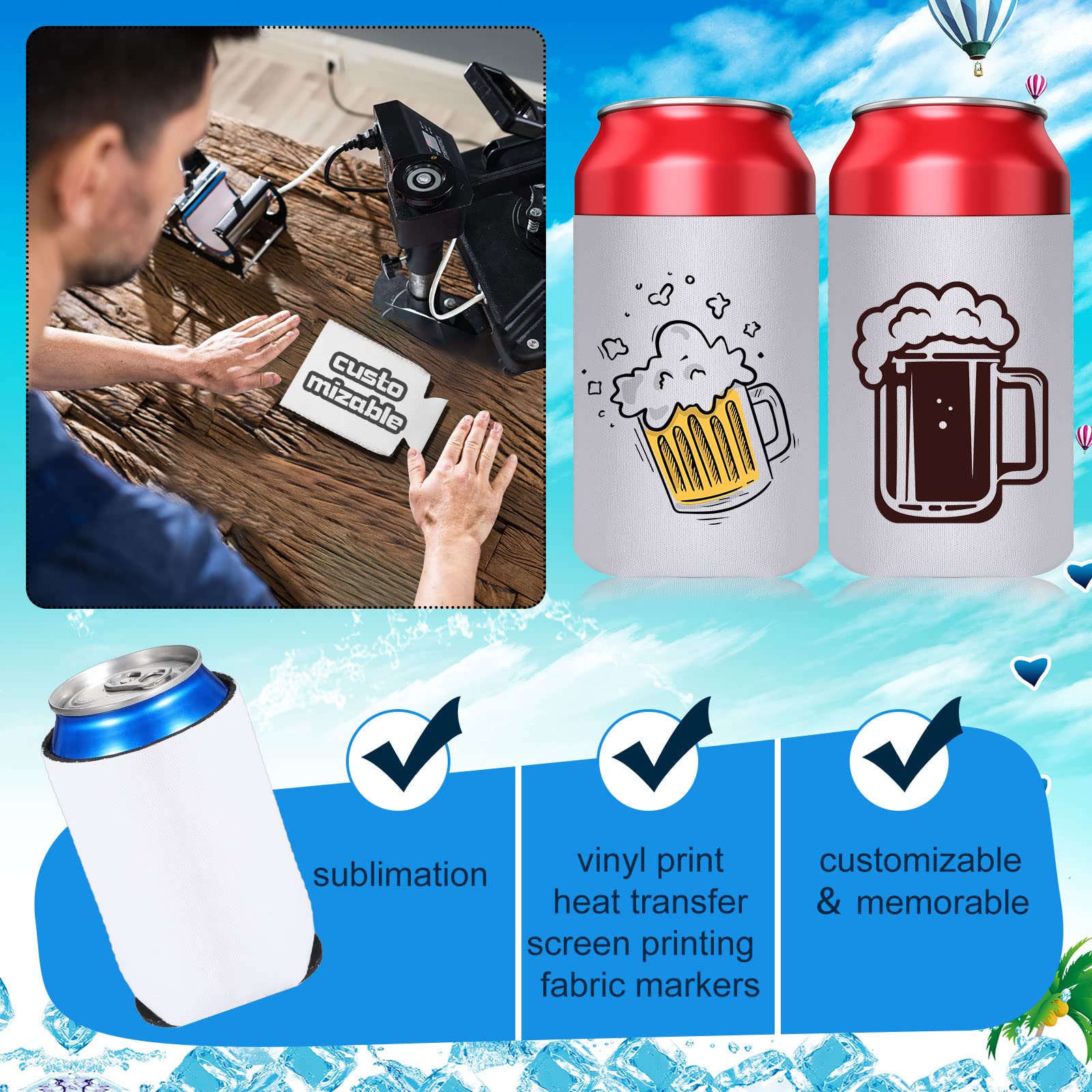 Snapklik.com : 200 Pcs Can Coolers Bulk, Insulated Neoprene Beer Can ...