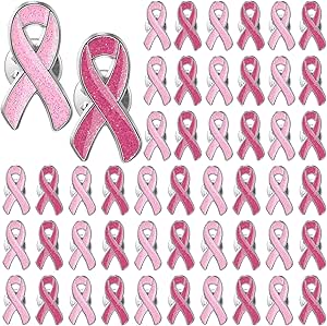 Amazon.com: Ceenna 50 Pcs Breast Cancer Awareness Lapel Pins with Glitter Filled 1.18 Inch Hope ...