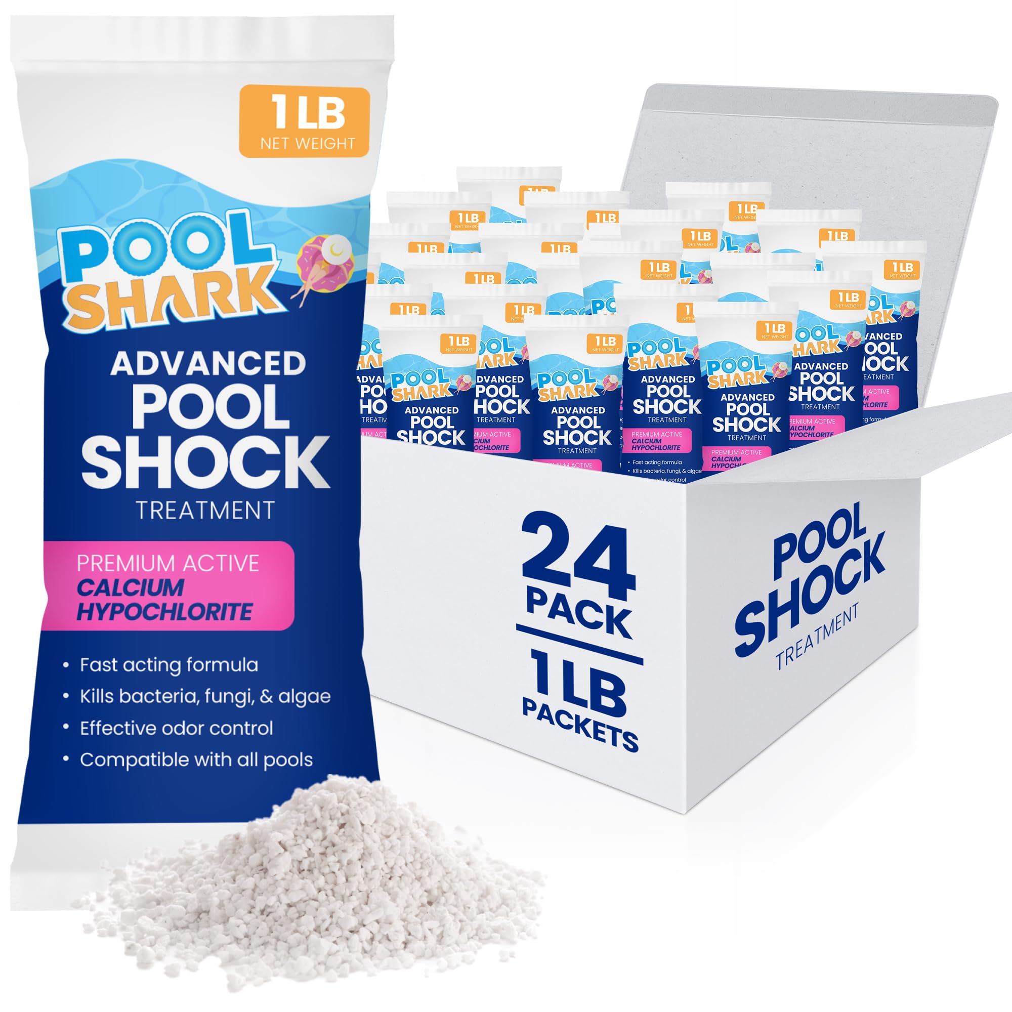 Amazon.com : Pool Shark 68% Calcium Hypochlorite Pool Shock for ...