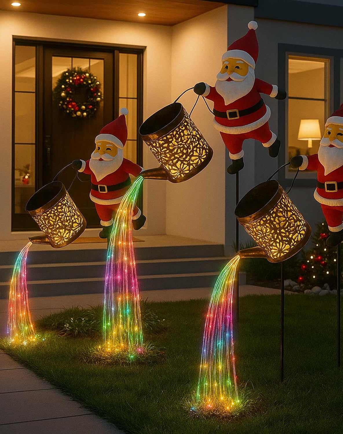 Amazon.com: Christmas Santa Solar Kettle Lights - Garden Lawn ...