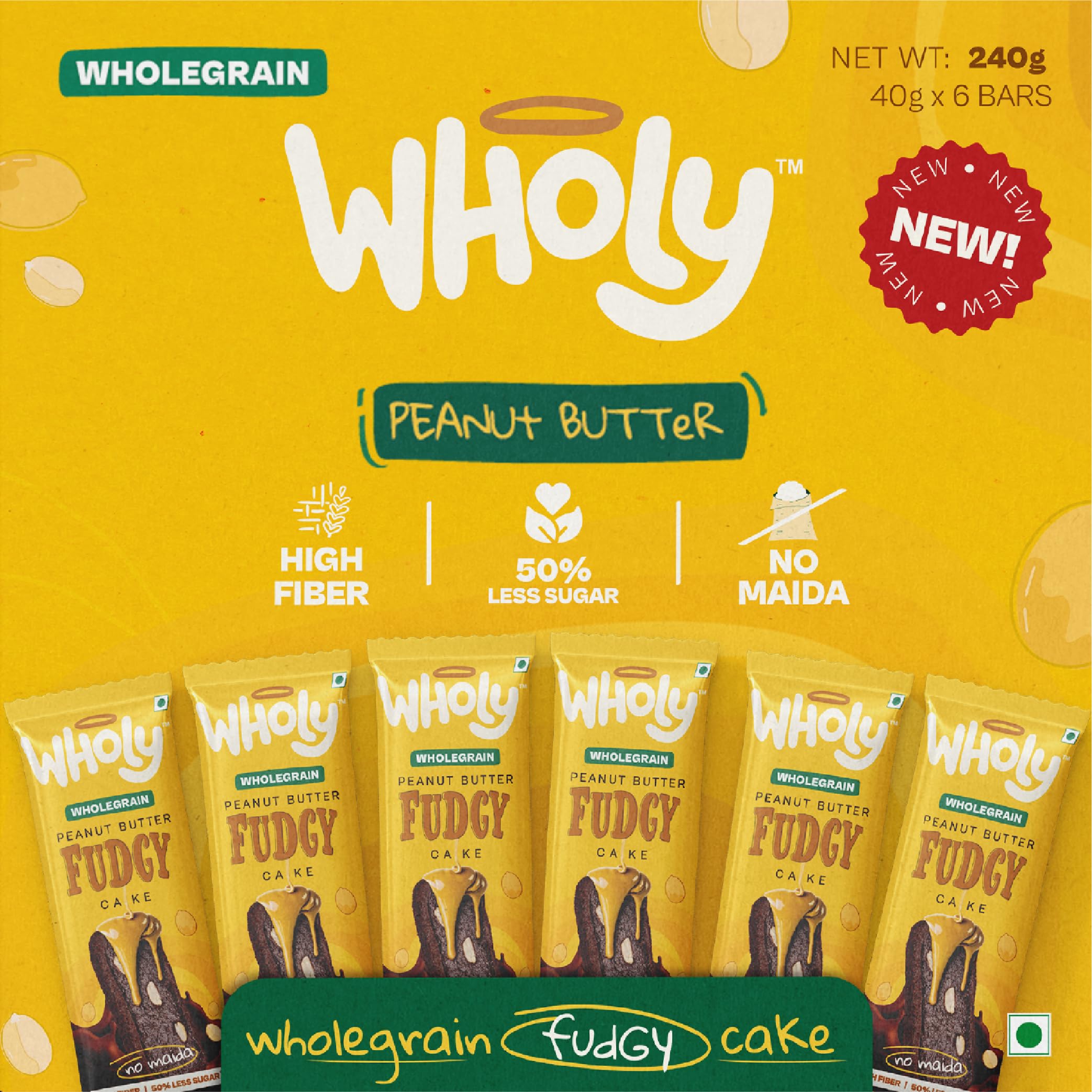 Wholy Wholegrain Peanut Butter Fudgy Center Filled Cake | High Fibre ...
