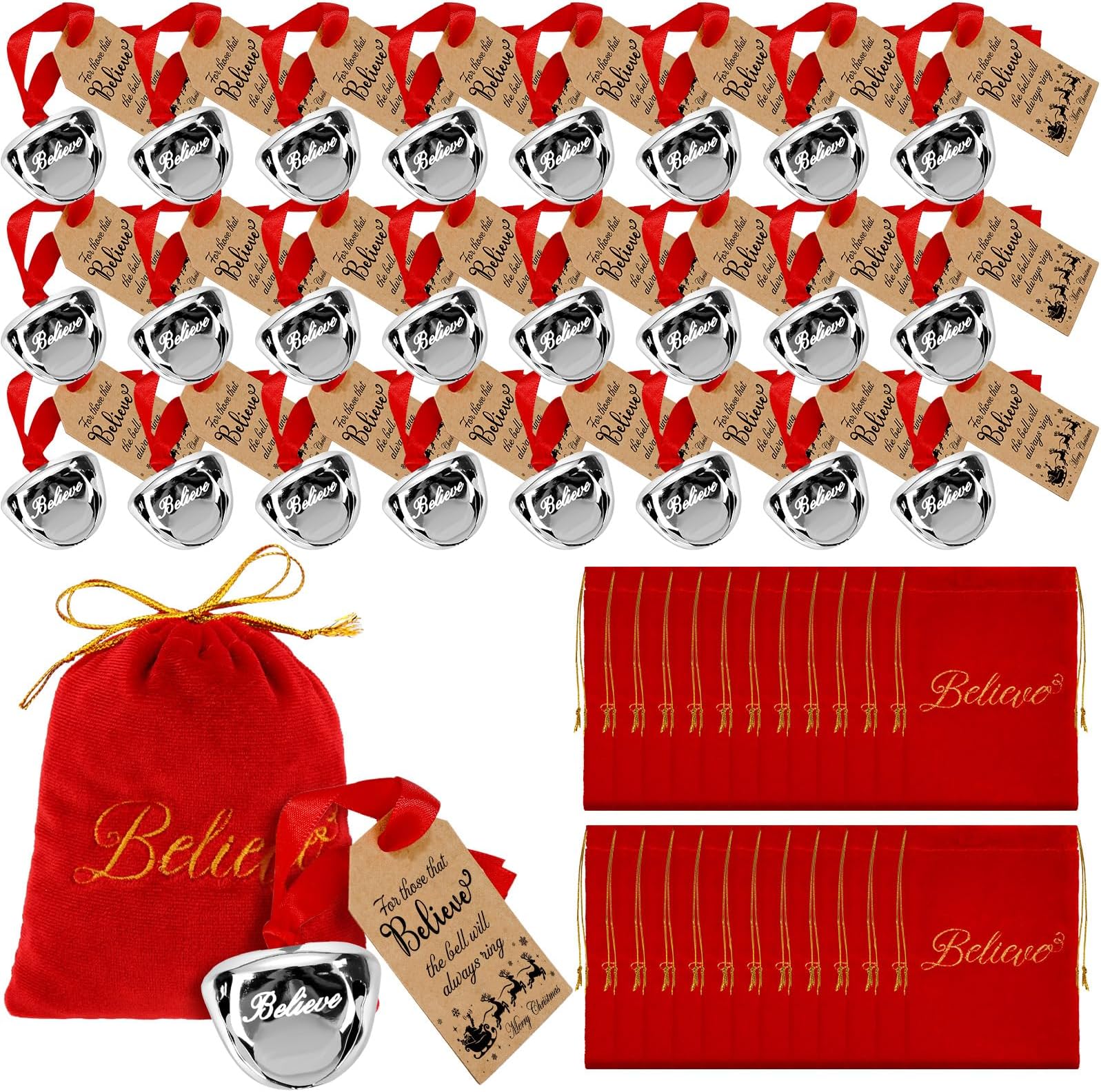 Amazon.com: Believe Bell Christmas Ornaments - Set of 12 - Believe in ...