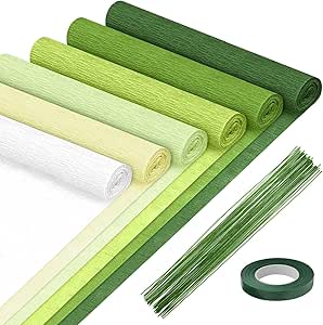 Mlurcu Crepe Paper 6 Rolls Green Crepe Paper 10 Inch Wide Crepe Paper ...