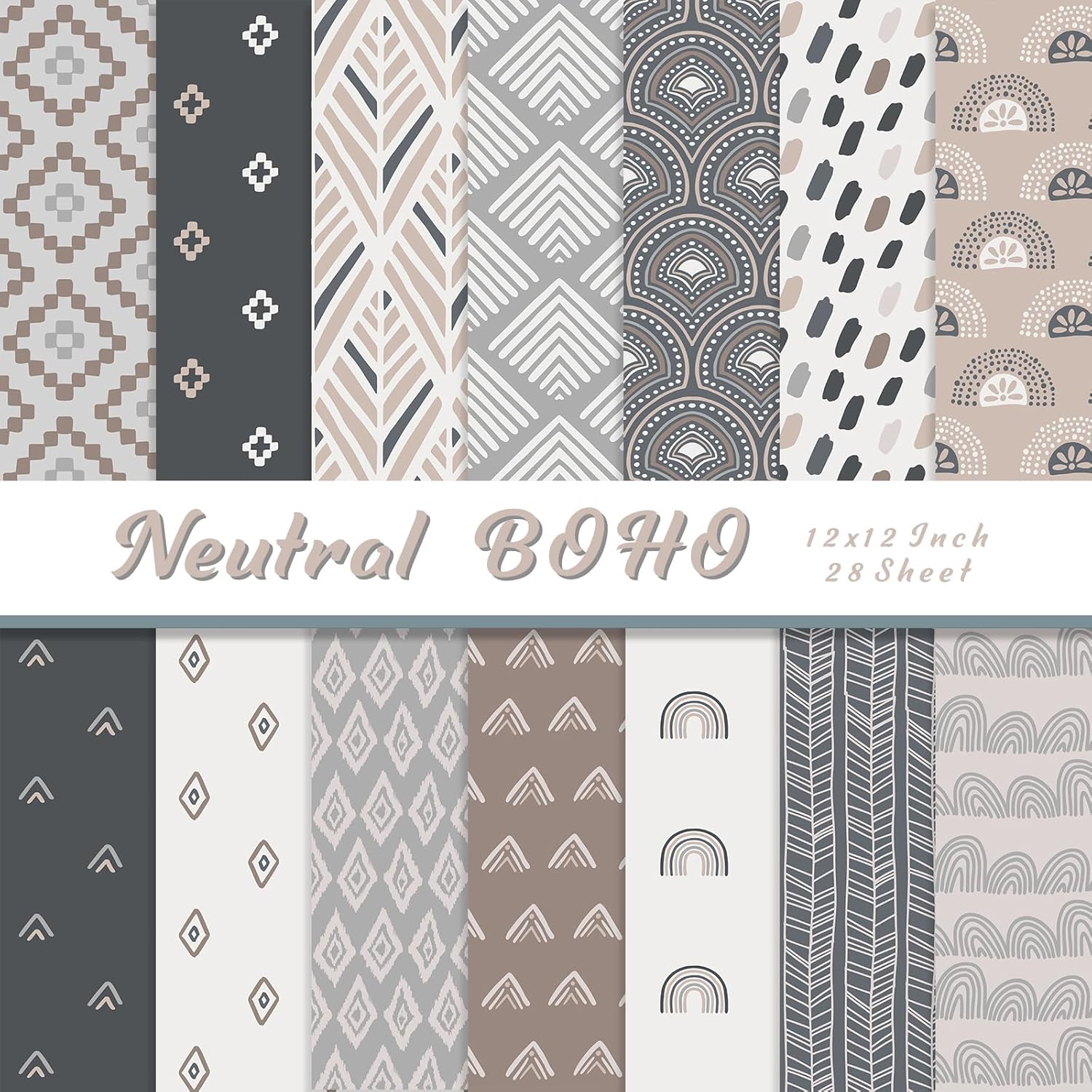 Amazon.com: 28 Sheet Boho Scrapbook Paper, 12"X12" Inch Scrapbook ...