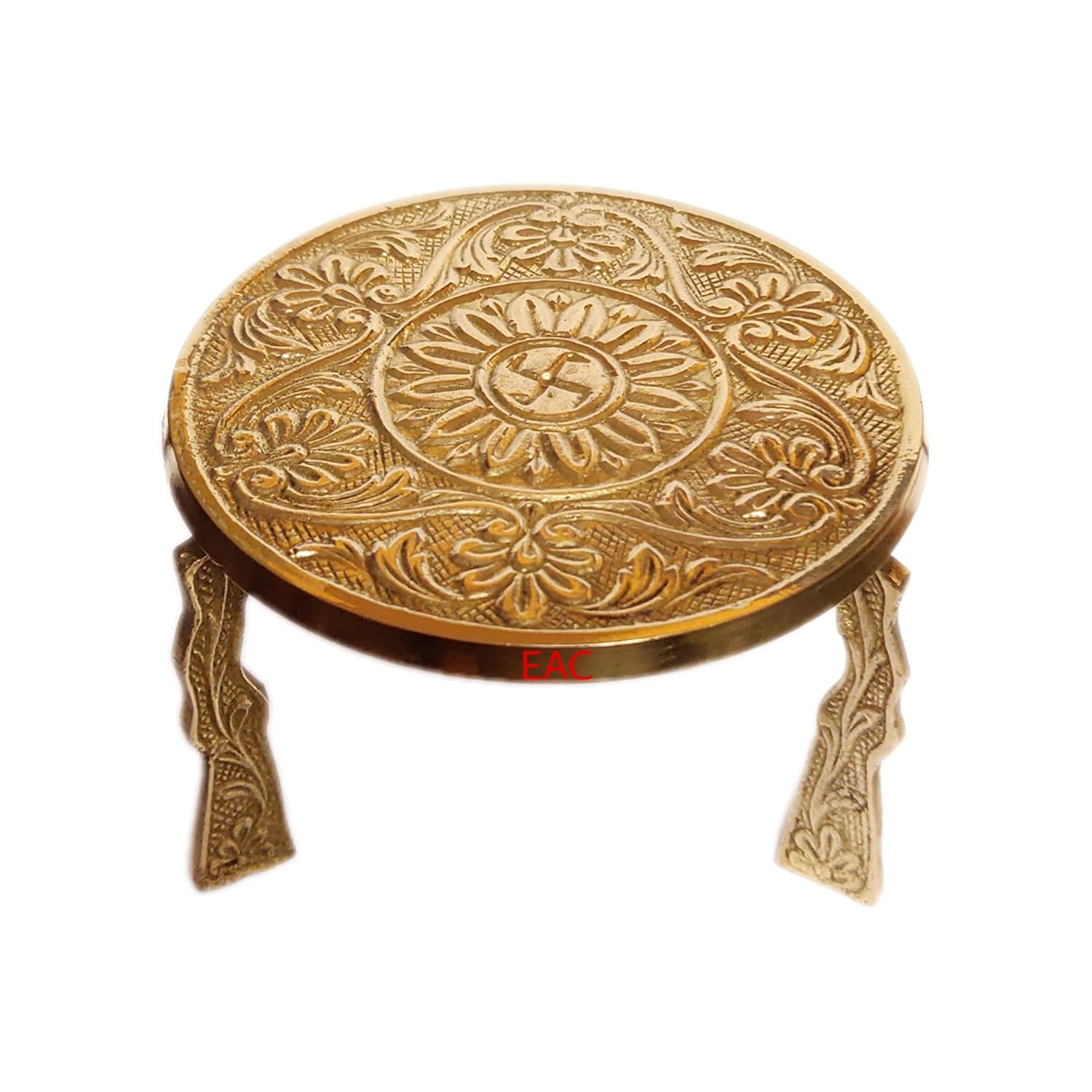 Buy EAC Brass Traditional Mukali Stand/Mukkali Stool for Home Office ...