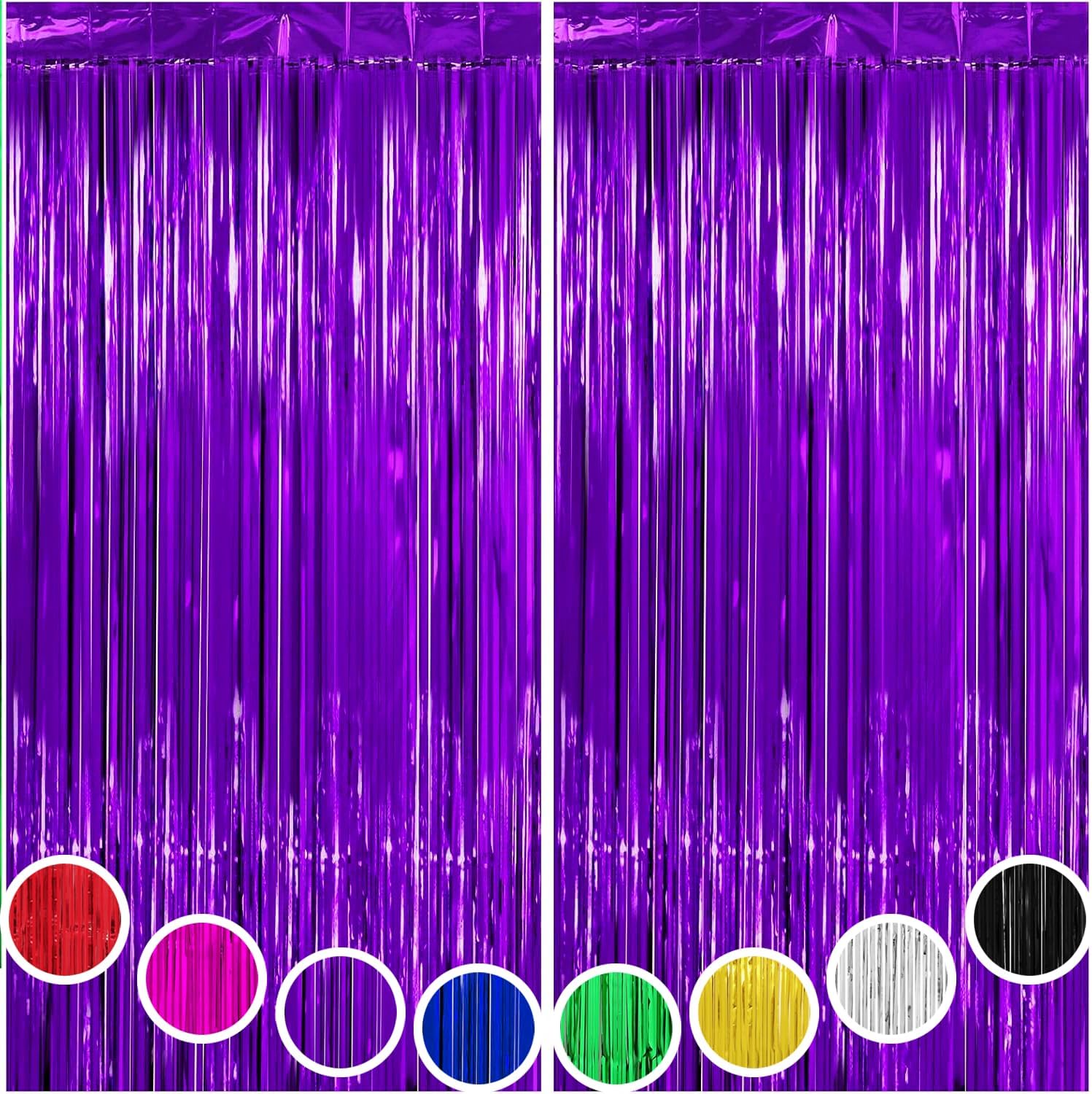 Amazon.com: Purple Streamers Tinsel Backdrop Curtains, Foil Fringe ...