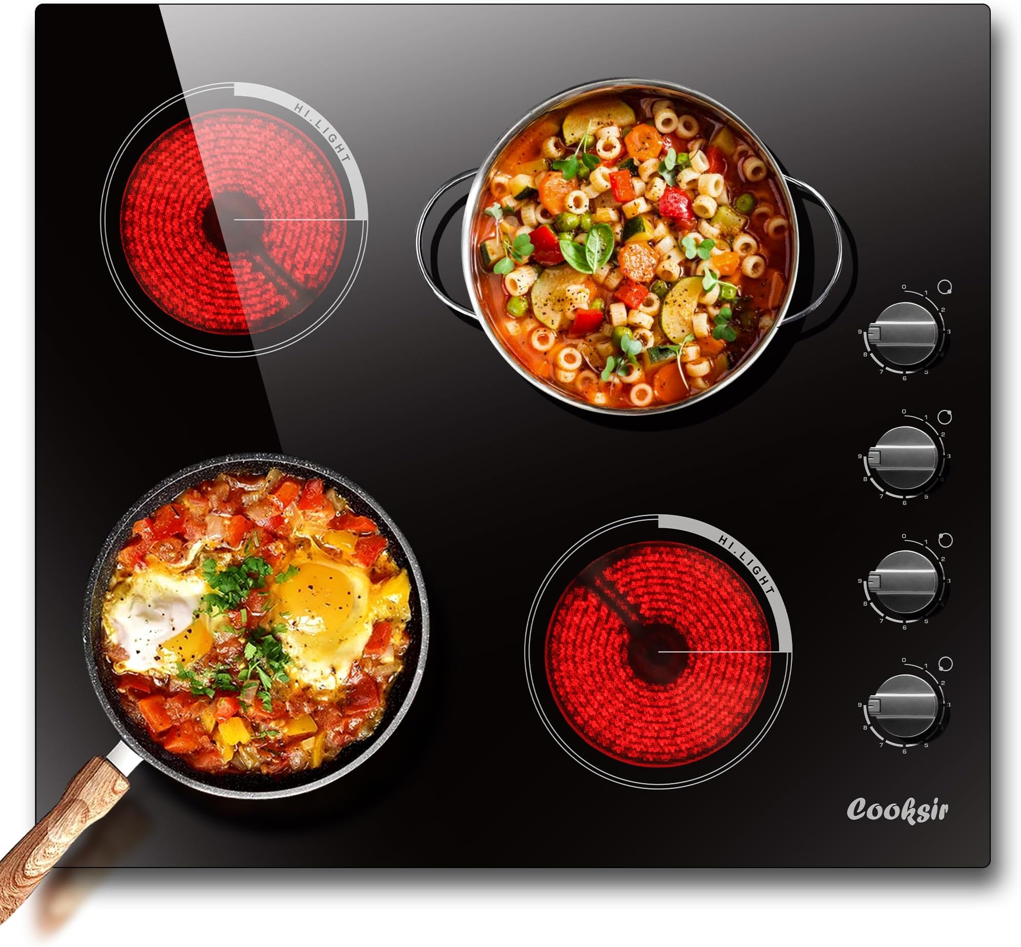 Amazon.com: Cooksir Electric Cooktop 24 Inch - 4 Burner Built-in ...