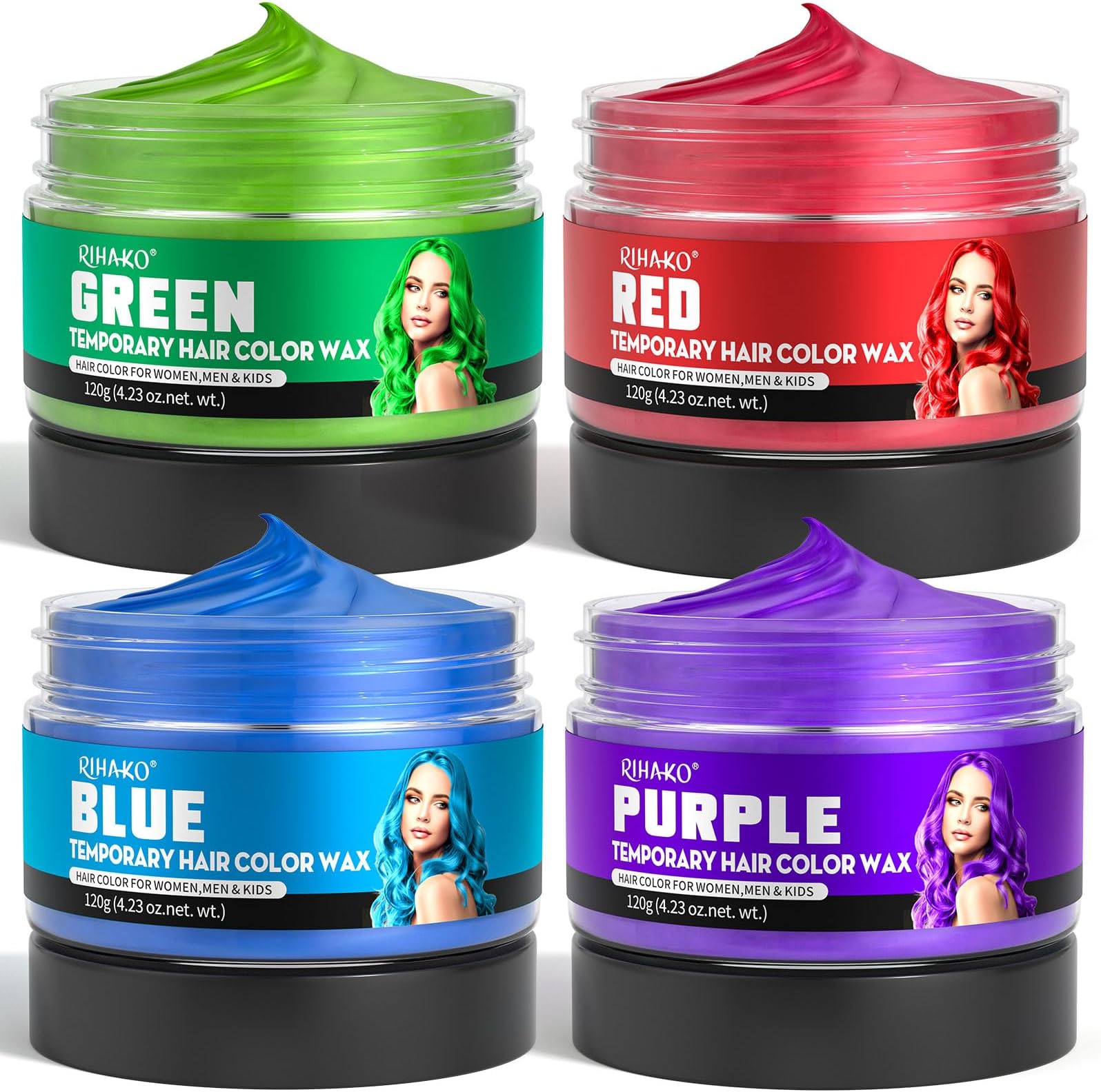 Amazon.com : 4 Colors Temporary Hair Color Wax,Blue Purple Pink Green ...