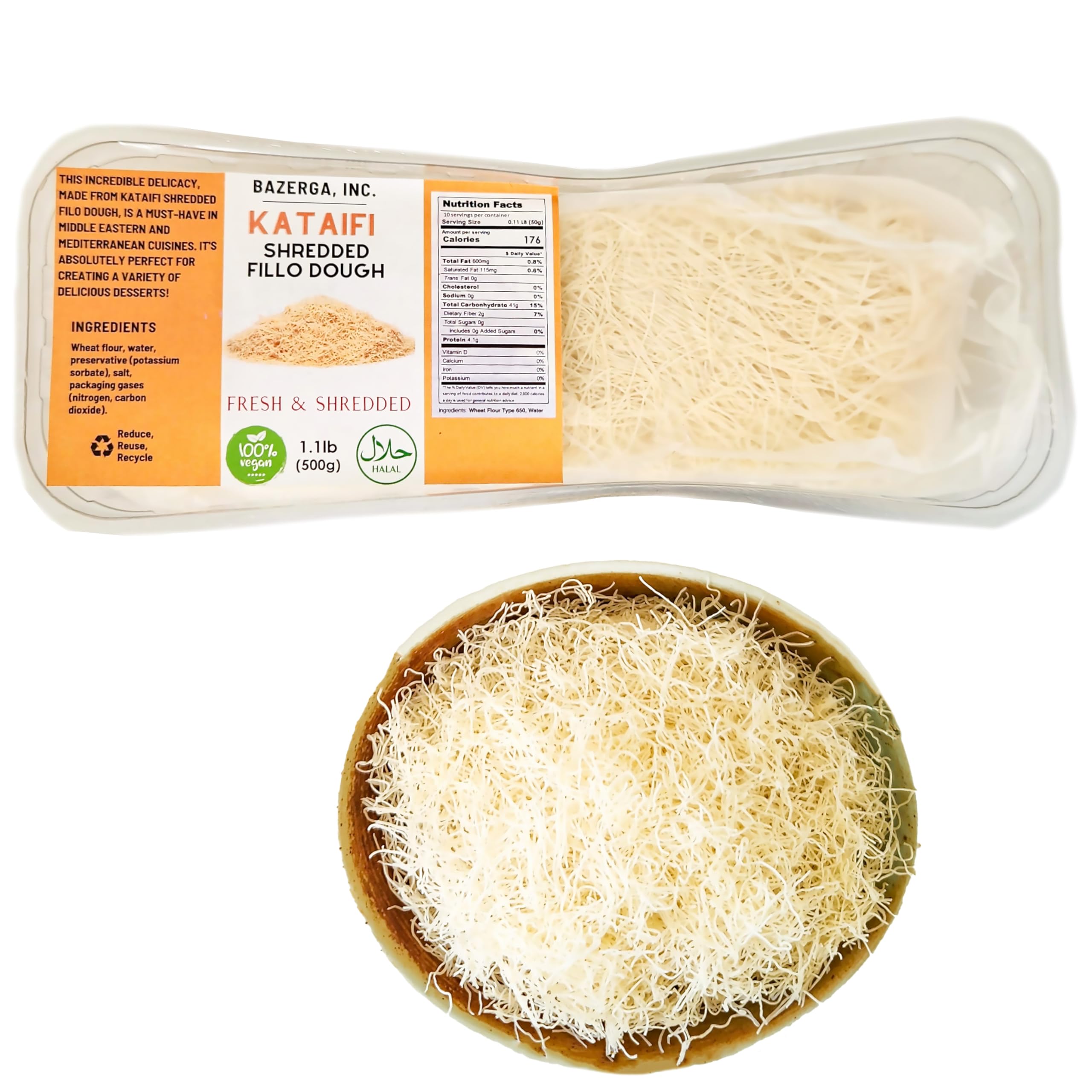 Amazon.com: Premium Dried Kataifi Shredded Fillo Dough, Phyllo Dough ...