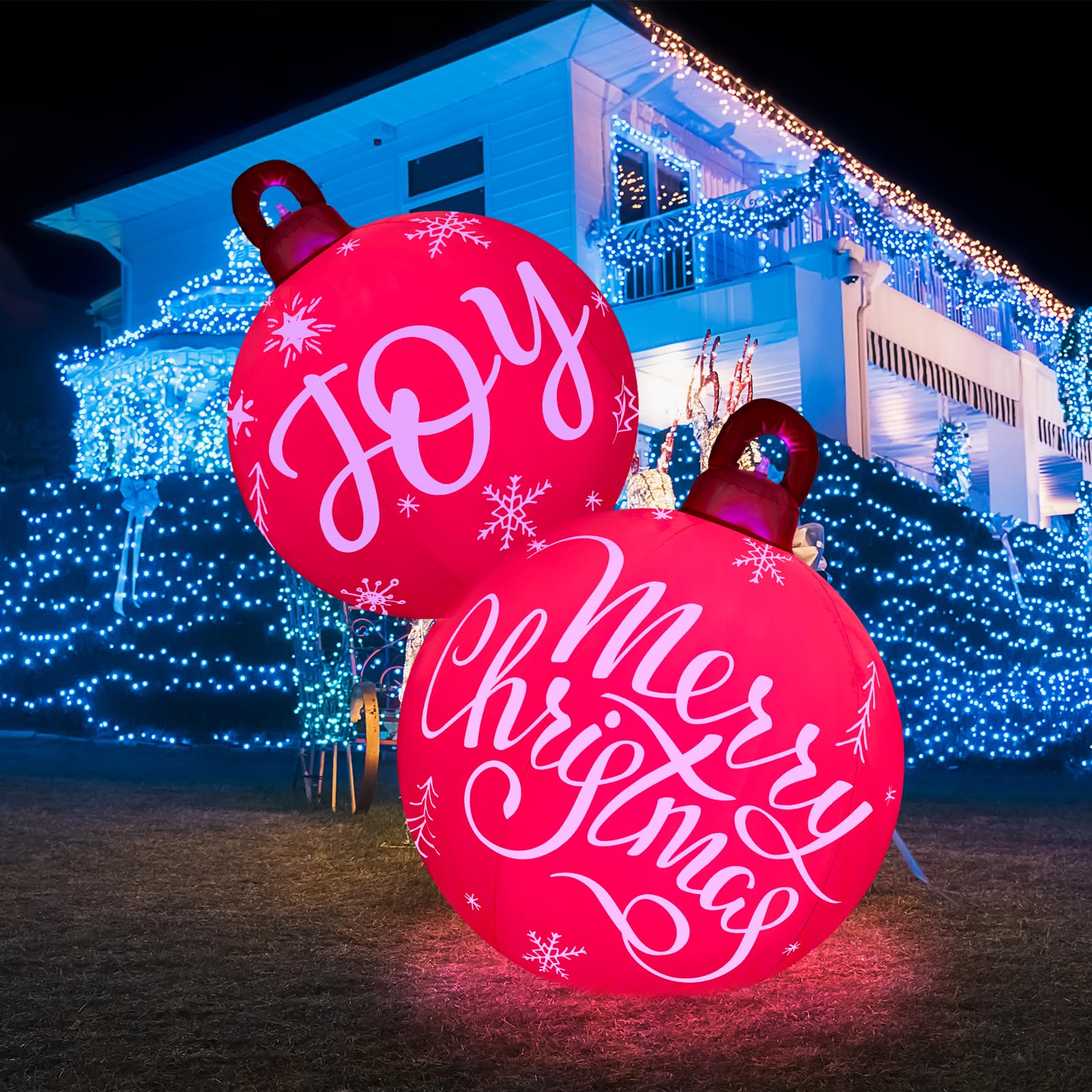 Jetec 6 ft Giant Light up Inflatable Christmas Ball Decorated Ball ...
