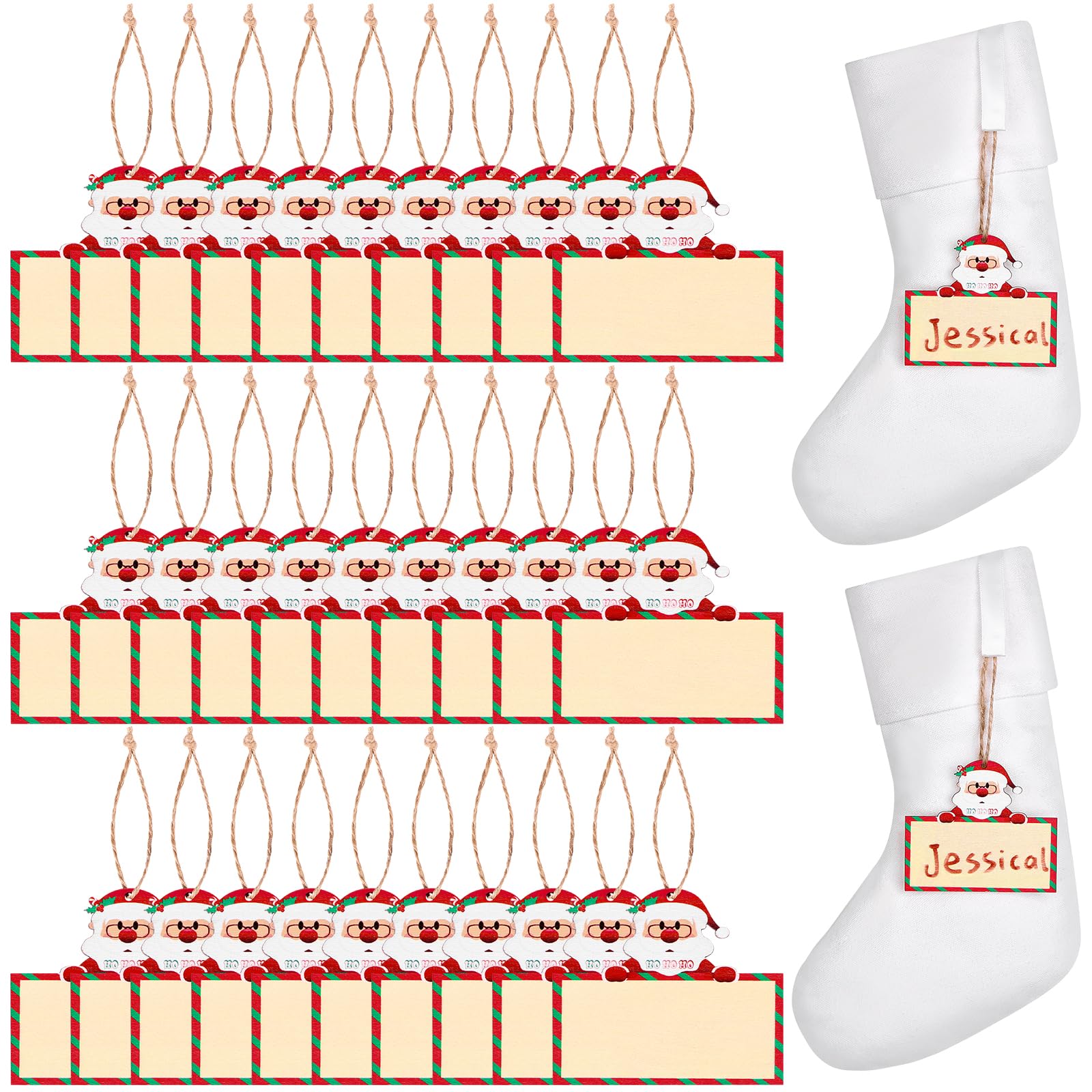 Amazon.com: Youdaju 30 Pcs Christmas Stocking Tags Santa Christmas ...