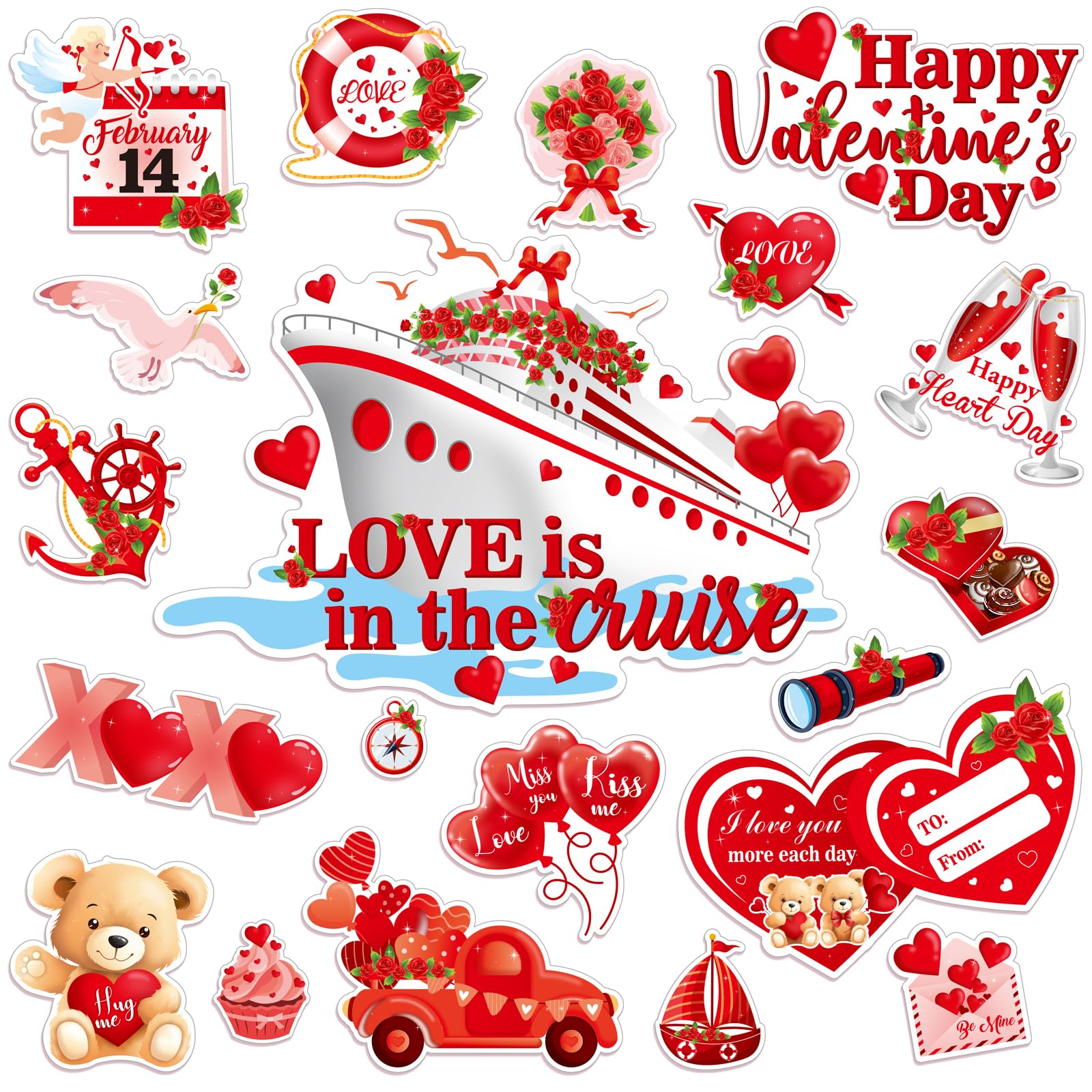 Amazon.com: PHOGARY 20pcs Valentine's Day Cruise Door Magnets ...
