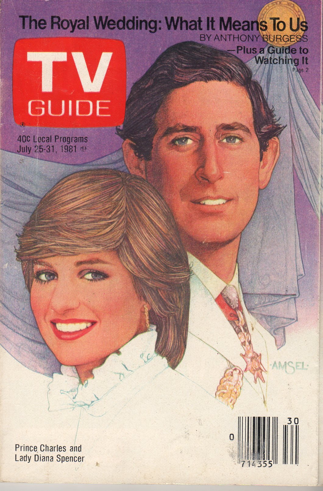 TV Guide July 25-31, 1981 Prince Charles and Lady Diana Spencer: TV ...