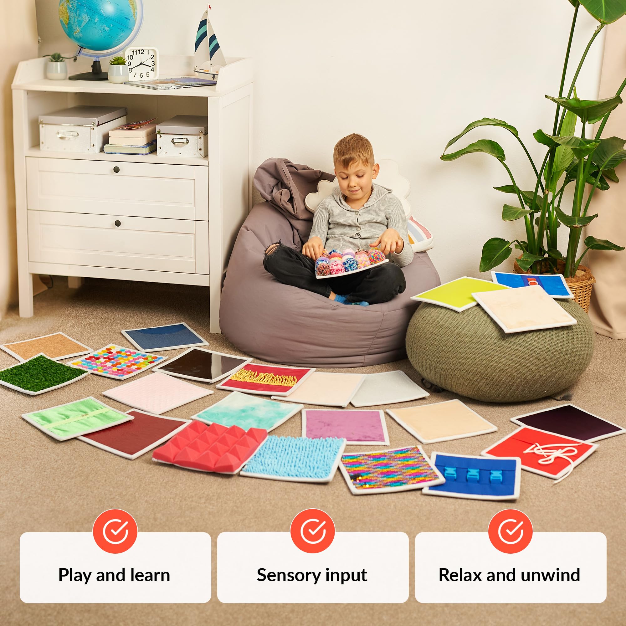Snapklik.com : Sensory Wall Panel For Kids 24 Pcs Sensory Squares ...
