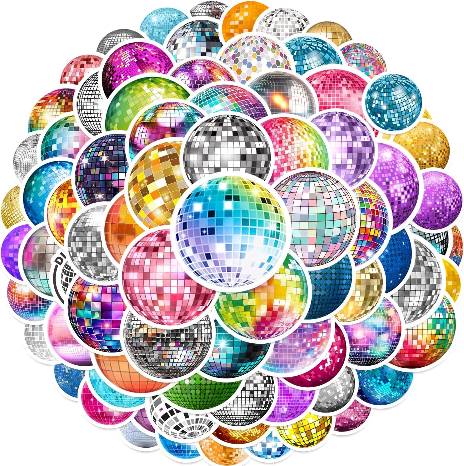 100 PCS Disco Ball Stickers Mirror Disco Ball Vintage Stickers Disco ...