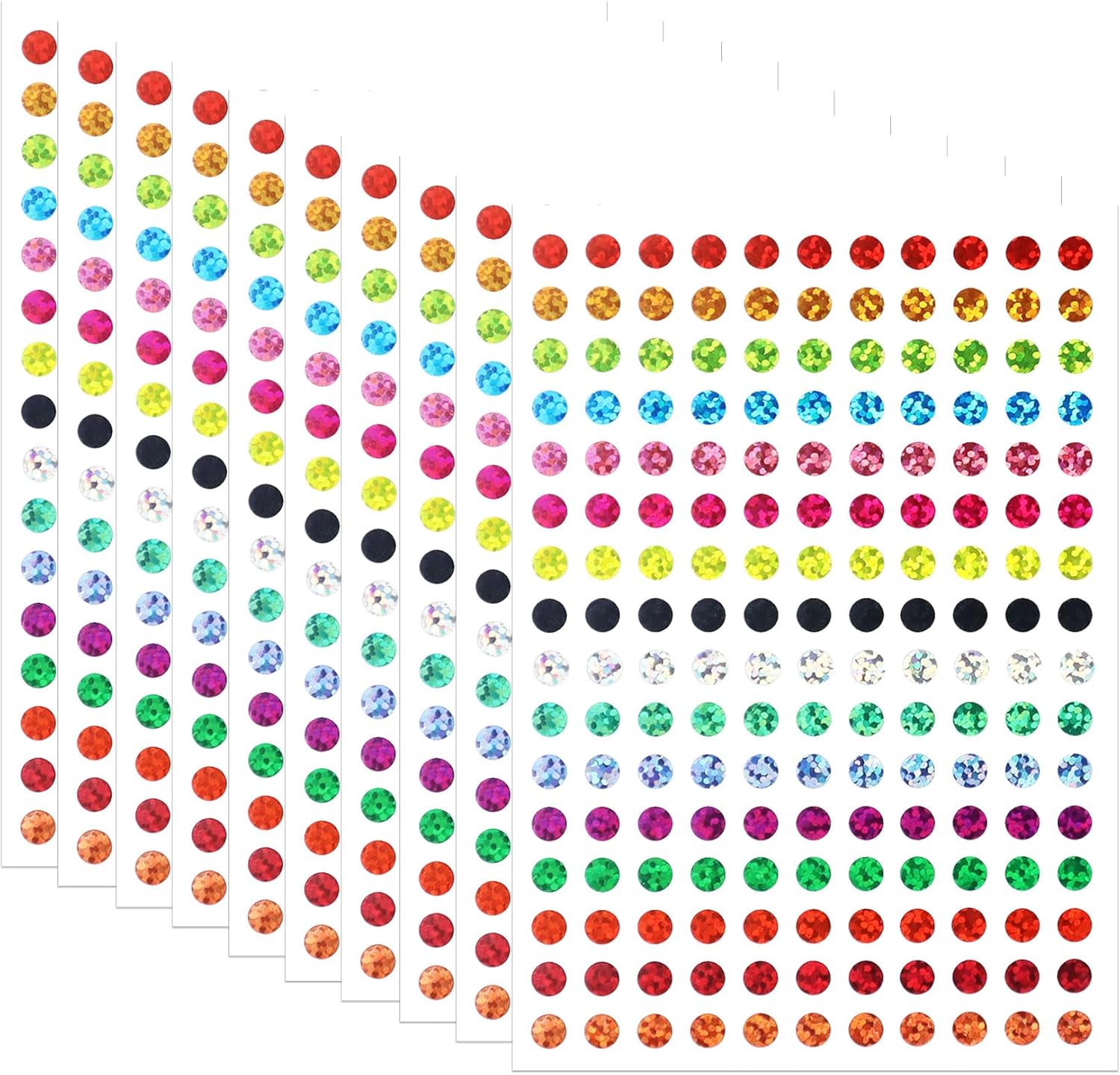 Glitter Circle Dot Stickers 10 Sheets 6mm Colour Coding Labels Small ...