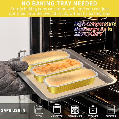 HEYYUMI Disposable Mini Loaf Pans with Lids, 50pcs 6.8oz Aluminum Foil ...