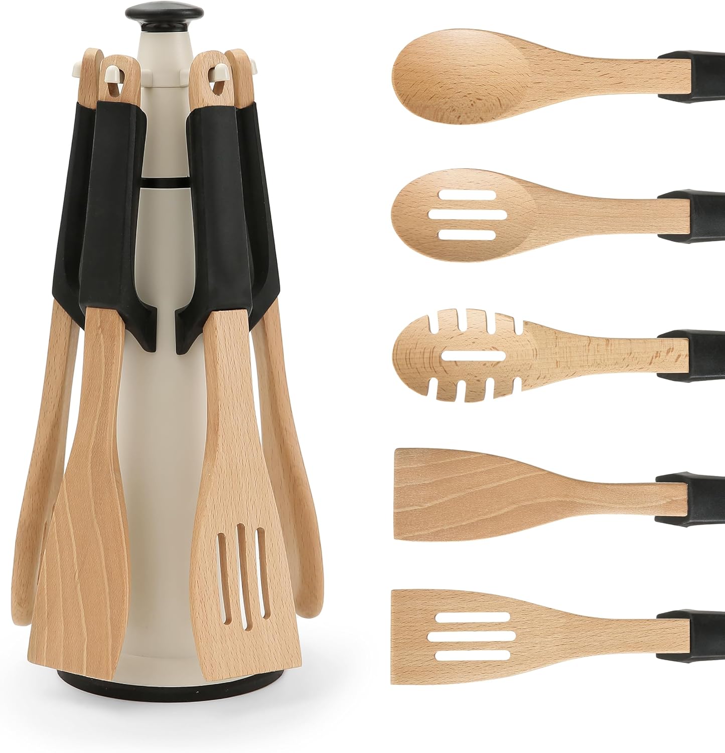 Amazon.com: Chef's Path Wooden Cooking Utensils Set – 5-Piece Beech ...
