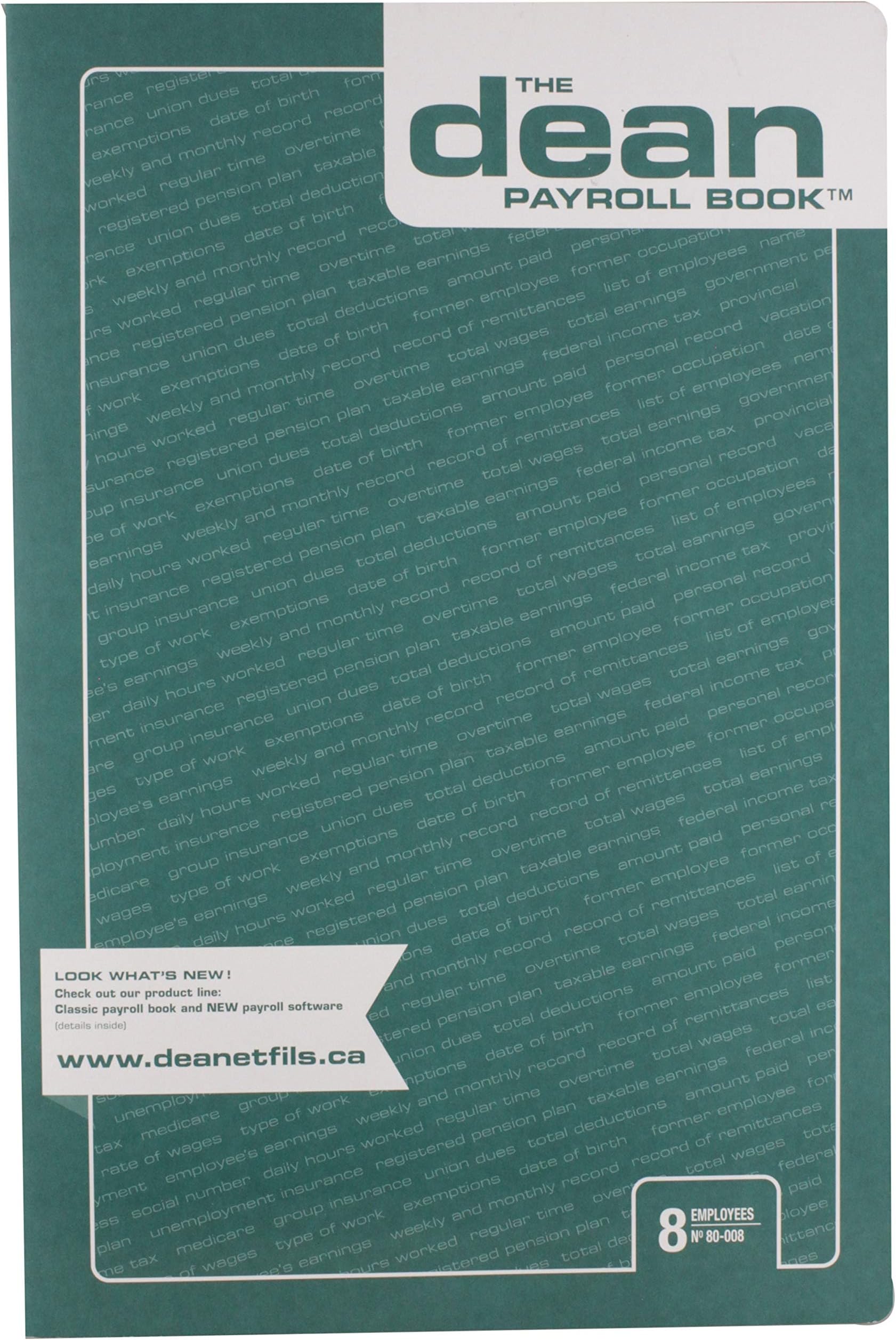 Dean & Fils DEA80008 Eight Employees Payroll Book-1 Each : Amazon.ca ...