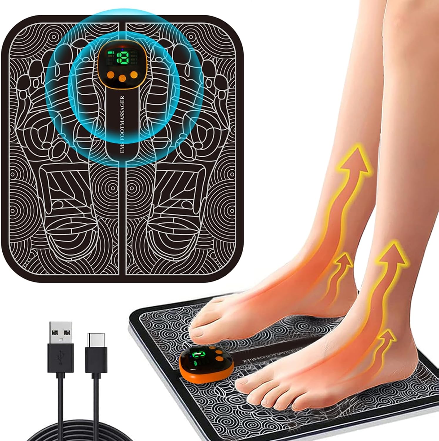 WARDBES EMS Foot Massager,Folding Portable Feet Massage Machine ...
