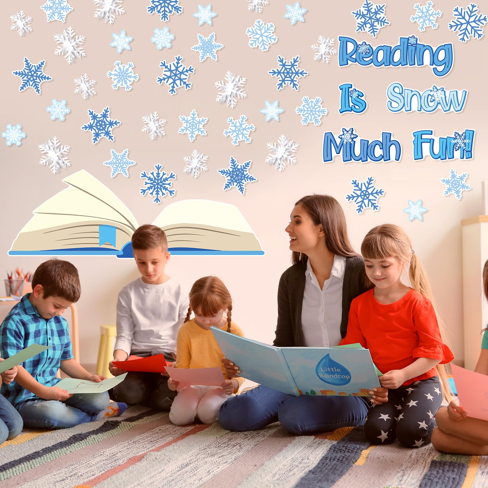 Snapklik.com : 78 Pcs 3D Snowflake Bulletin Board Cutouts Set Winter ...