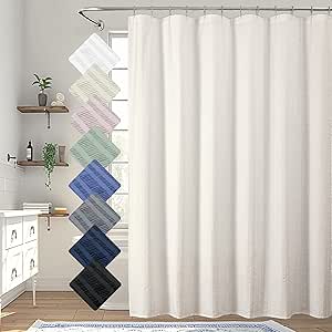 Amazon.com: Aiyufeng Extra Long Cream Shower Curtain 72 x 84 inches Long, 3D Embossed Textured ...