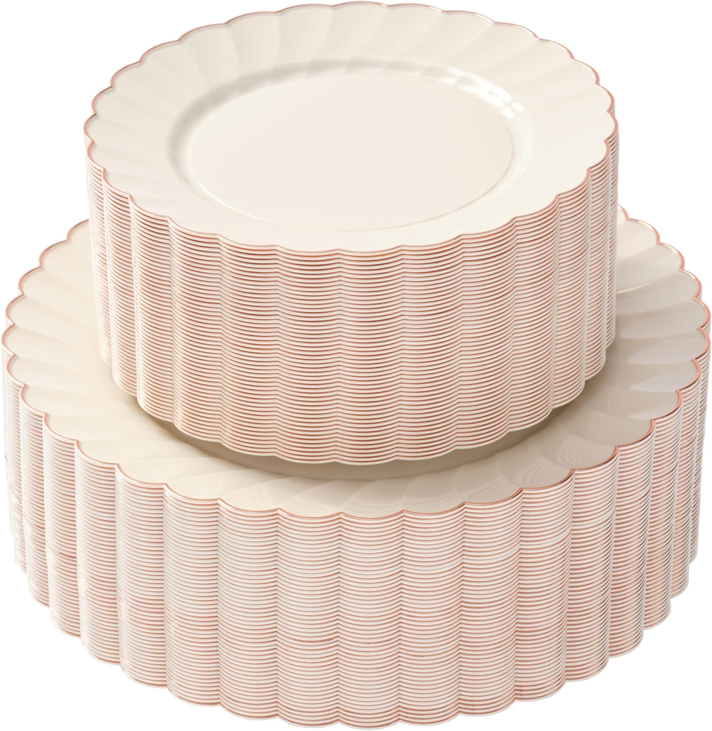 Amazon.com: By Madee HEAVYWEIGHT 100 PC Ivory Scalloped Plates with ...