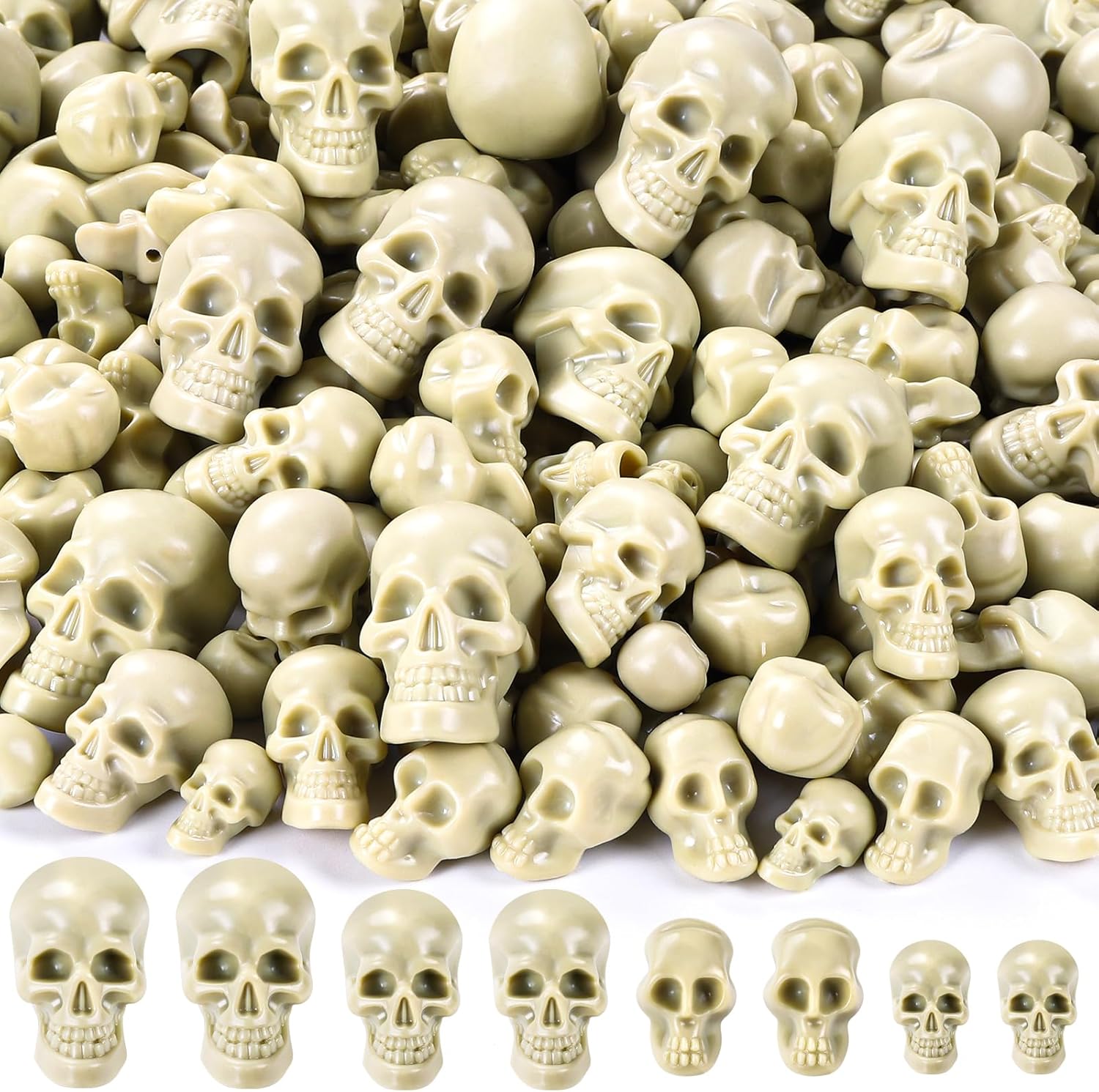Amazon.com: Vellibring 150 PCS Halloween Mini Skull Heads Decoration ...