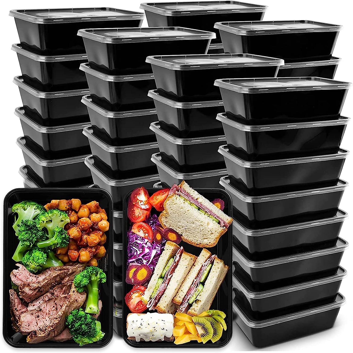 Amazon.com: IUMÉ Reusable Food Prep Containers, 50-Pack 24 OZ Plastic ...