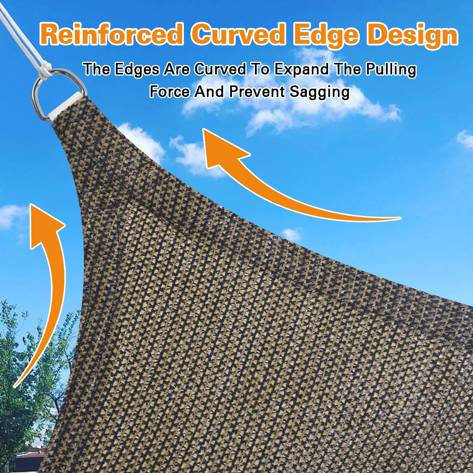 Snapklik.com : Artpuch Sun Shade Sail, 16X26X26 Mocha Triangle, Curved ...