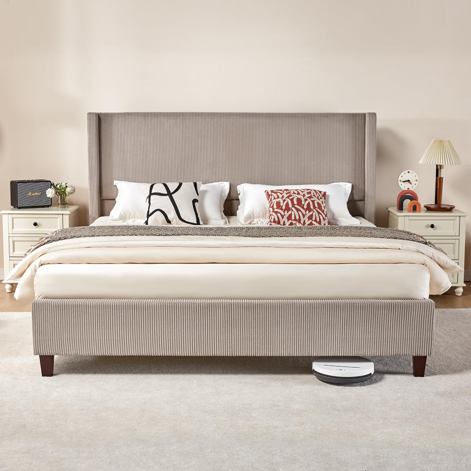 Amazon.com: VanAcc Queen Size Platform Bed Frame, 50.8" Corduroy ...