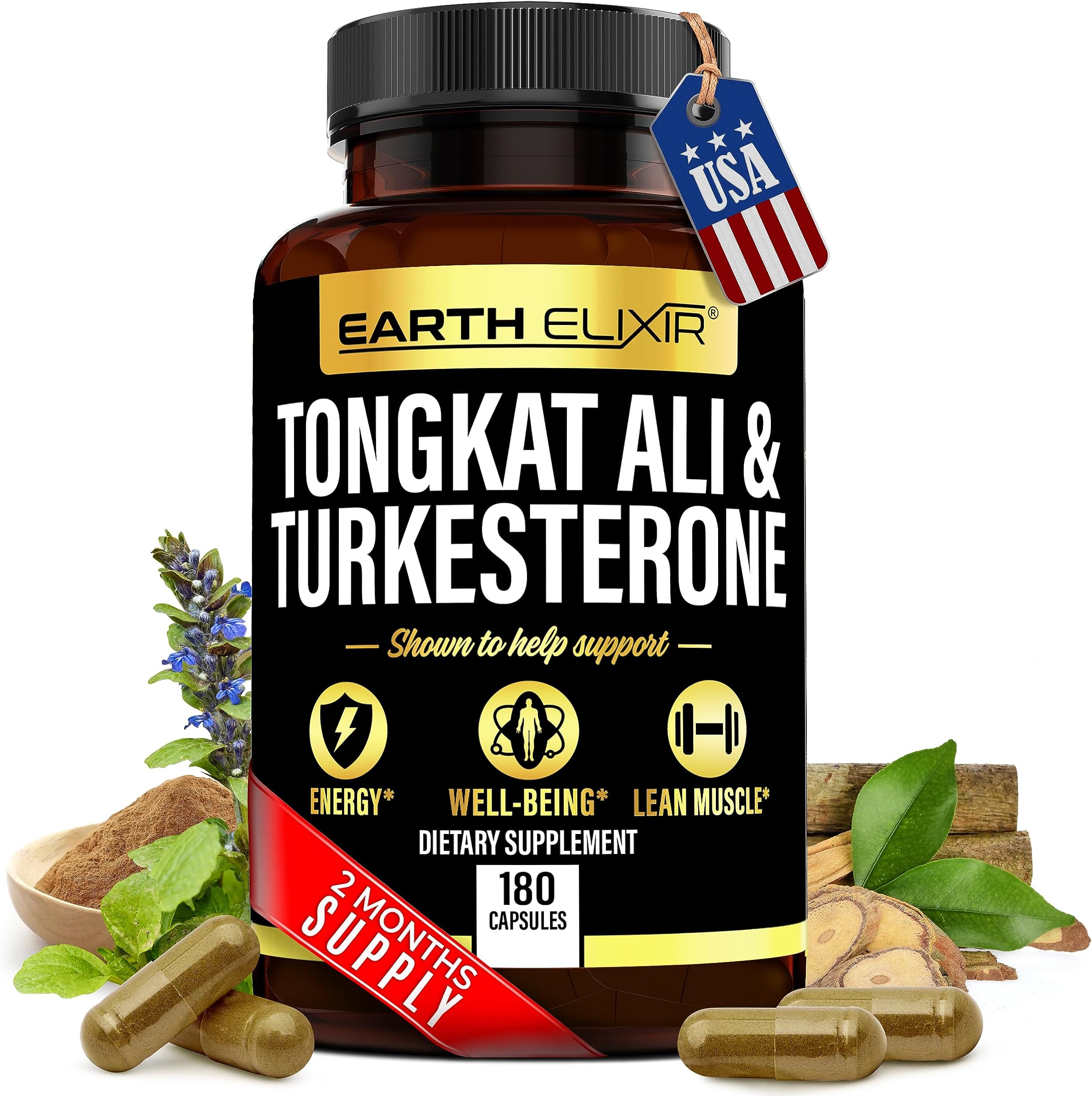 Amazon.com: Earth Elixir Turkesterone 1000mg and Tongkat Ali 400mg ...