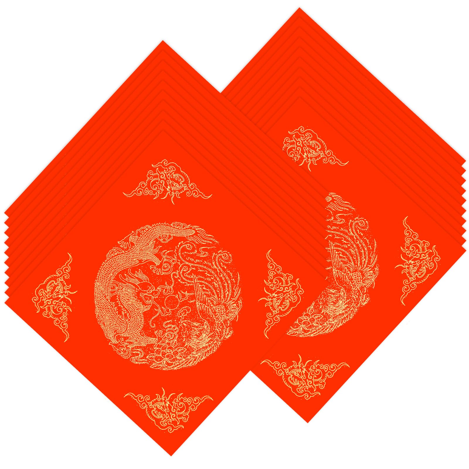 20 Pcs Chinese Red Paper, Red Xuan Paper Chinese Calligraphy Red Paper ...
