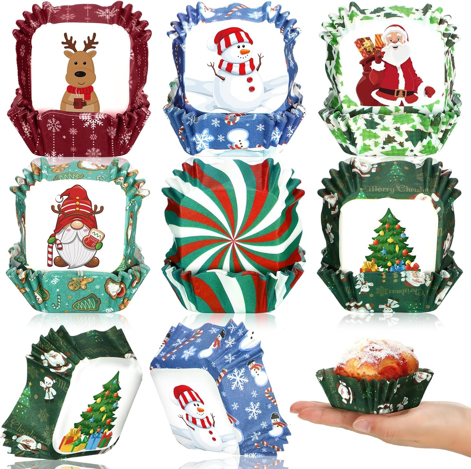 Amazon.com: Mifoci 600 Pcs Christmas Cupcake Liners Square Muffin ...