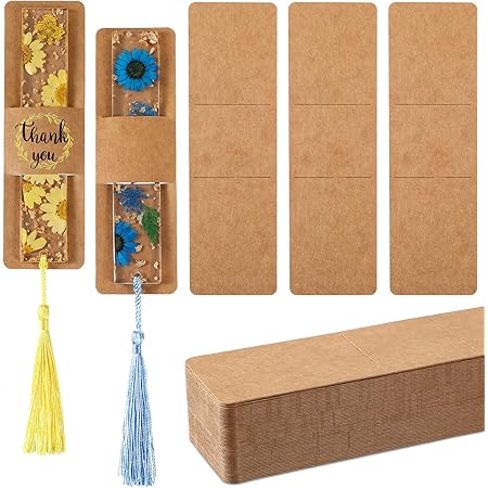 Amazon.com: 100 Set Blank Kraft Bookmarks Sleeves with Boxes Resin ...
