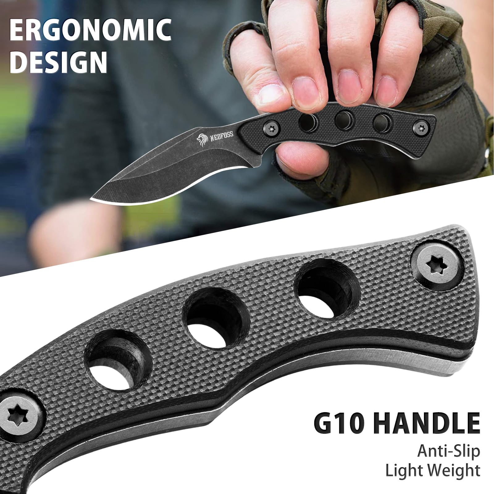 Snapklik.com : Squirrel Small EDC Fixed Blade Knife, 2.7" Full Tang ...