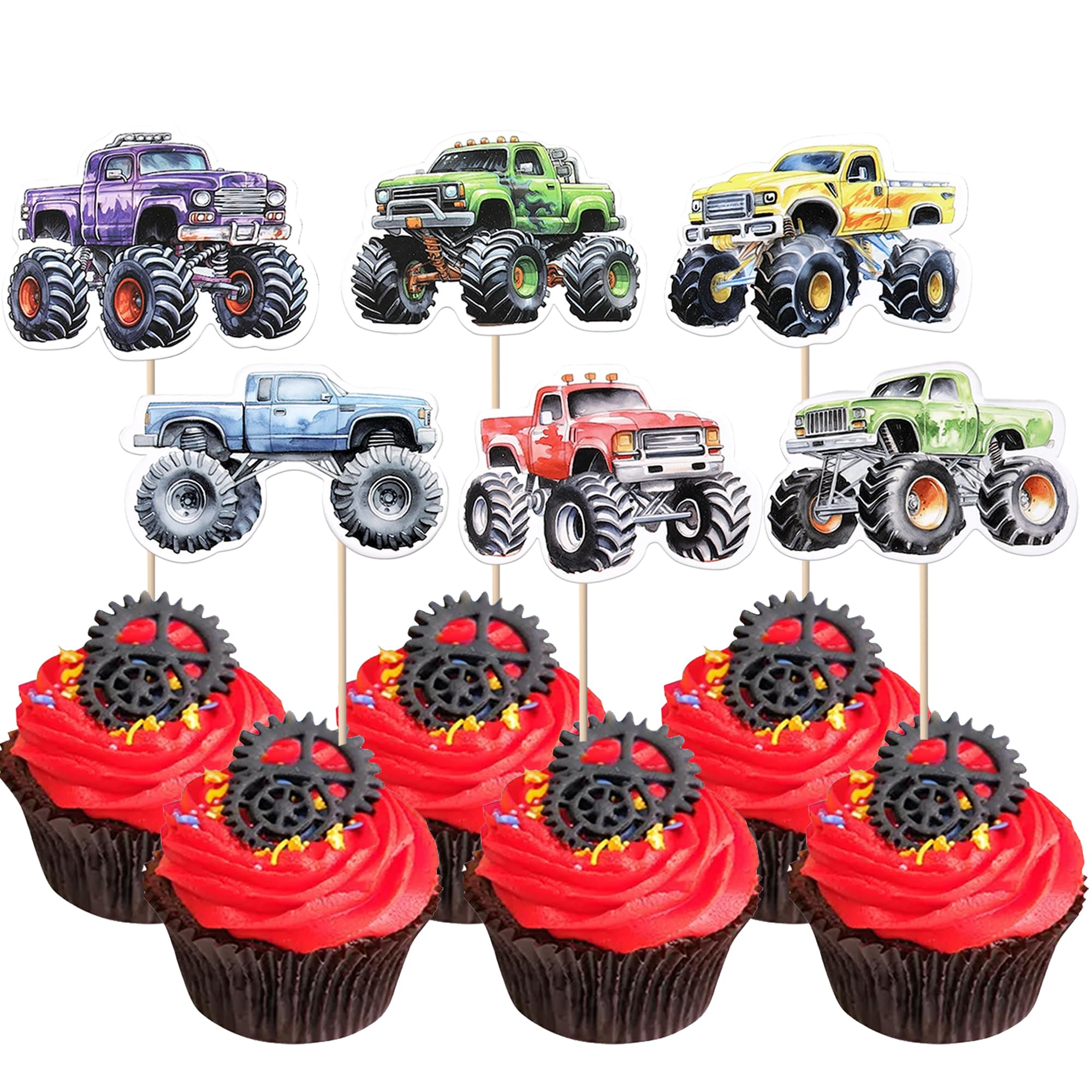 Amazon.com: 36 Pack Truck Car Cupcake Toppers Off-road Car Birthday ...