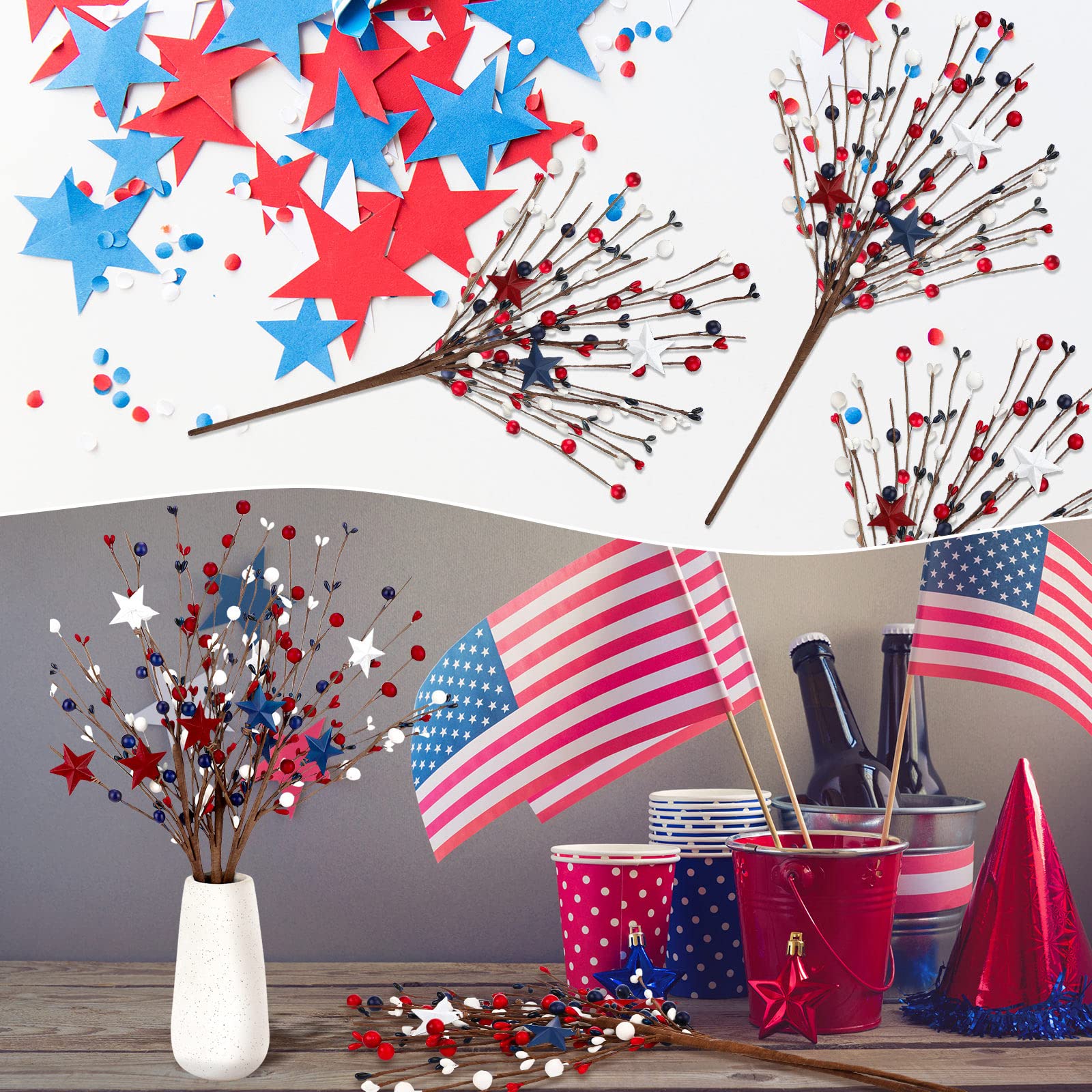 Snapklik.com : 6 Pcs 4th Of July Decorations Patriotic Artificial Berry ...