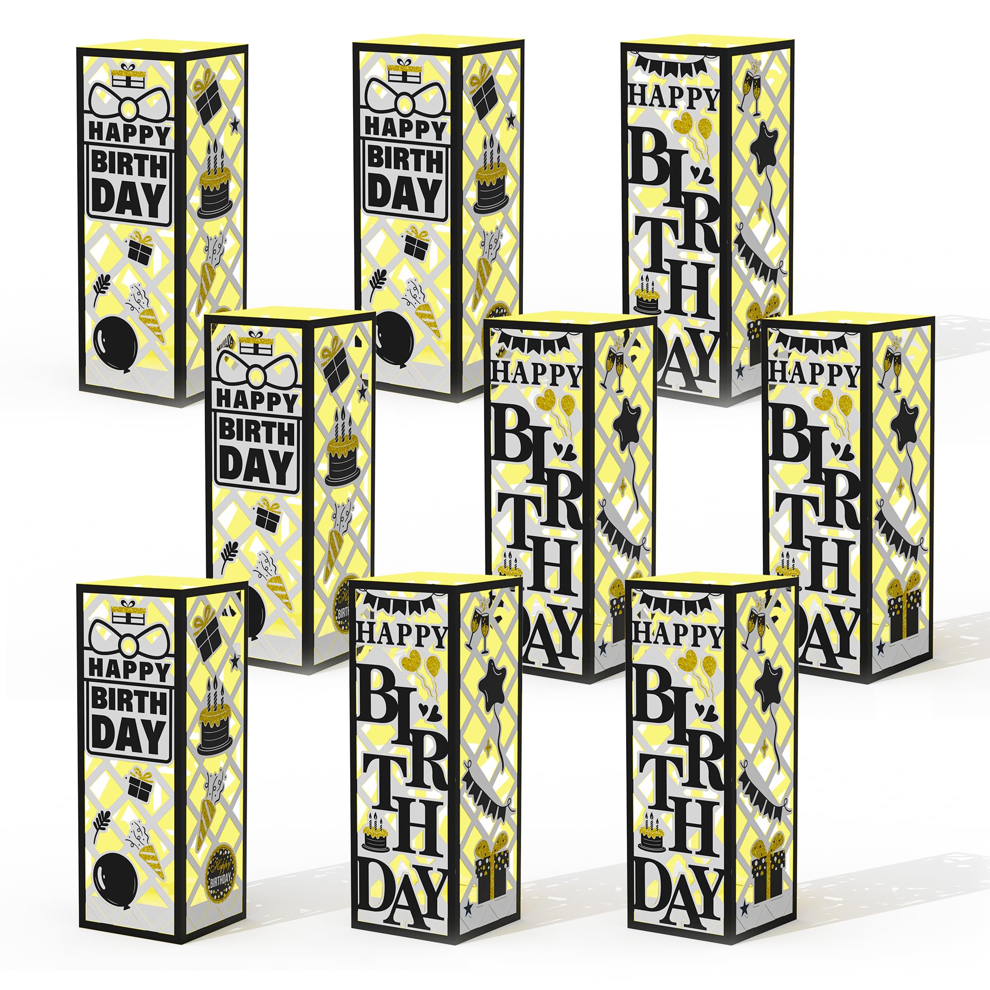 Amazon.com: 9 Pcs Light Up Happy Birthday Decorations Set Lantern Boxes ...