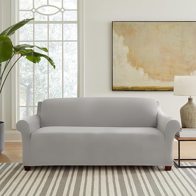 Amazon.com: SureFit Hampstead Stretch Velvet Sofa Slipcover, One Piece ...