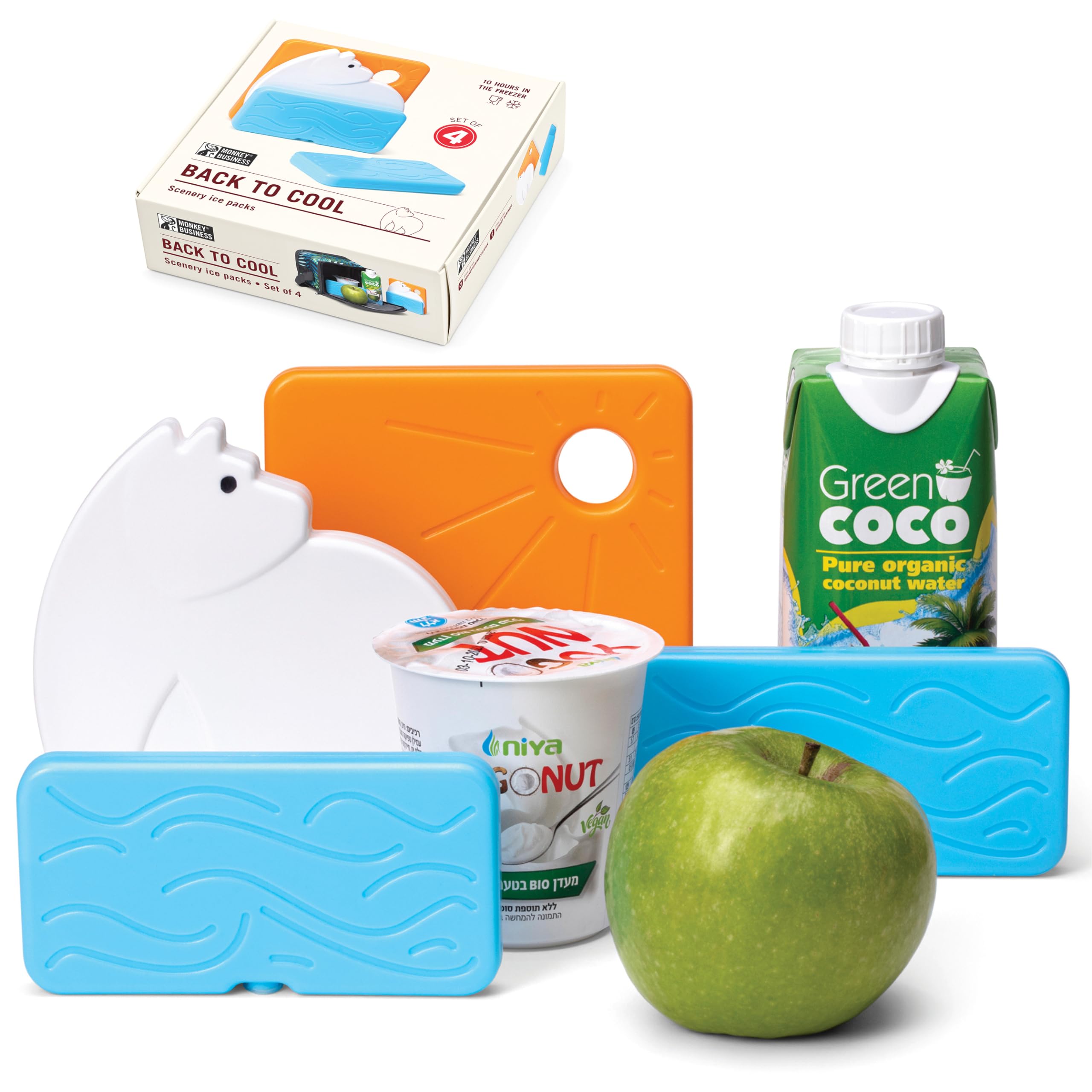 Amazon.com: Monkey Business Back To Cool Ice Pack Set, 4 Reusable Ice ...