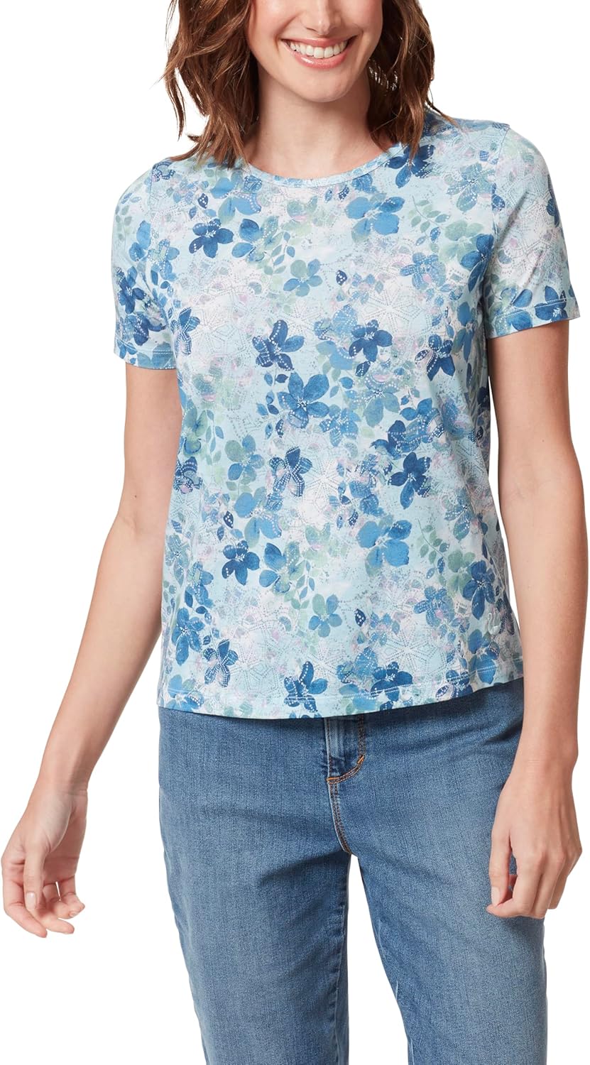 Gloria Vanderbilt Women's Amanda Short Sleeve Knit Tee Shirt with Wide ...