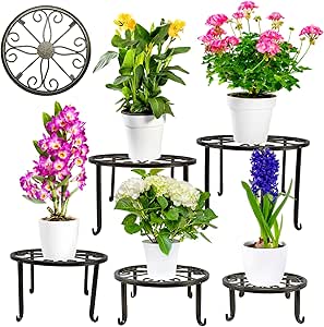 Amazon.com: 5Pake set of wrought iron flower racks.Metal Plant Stands ...