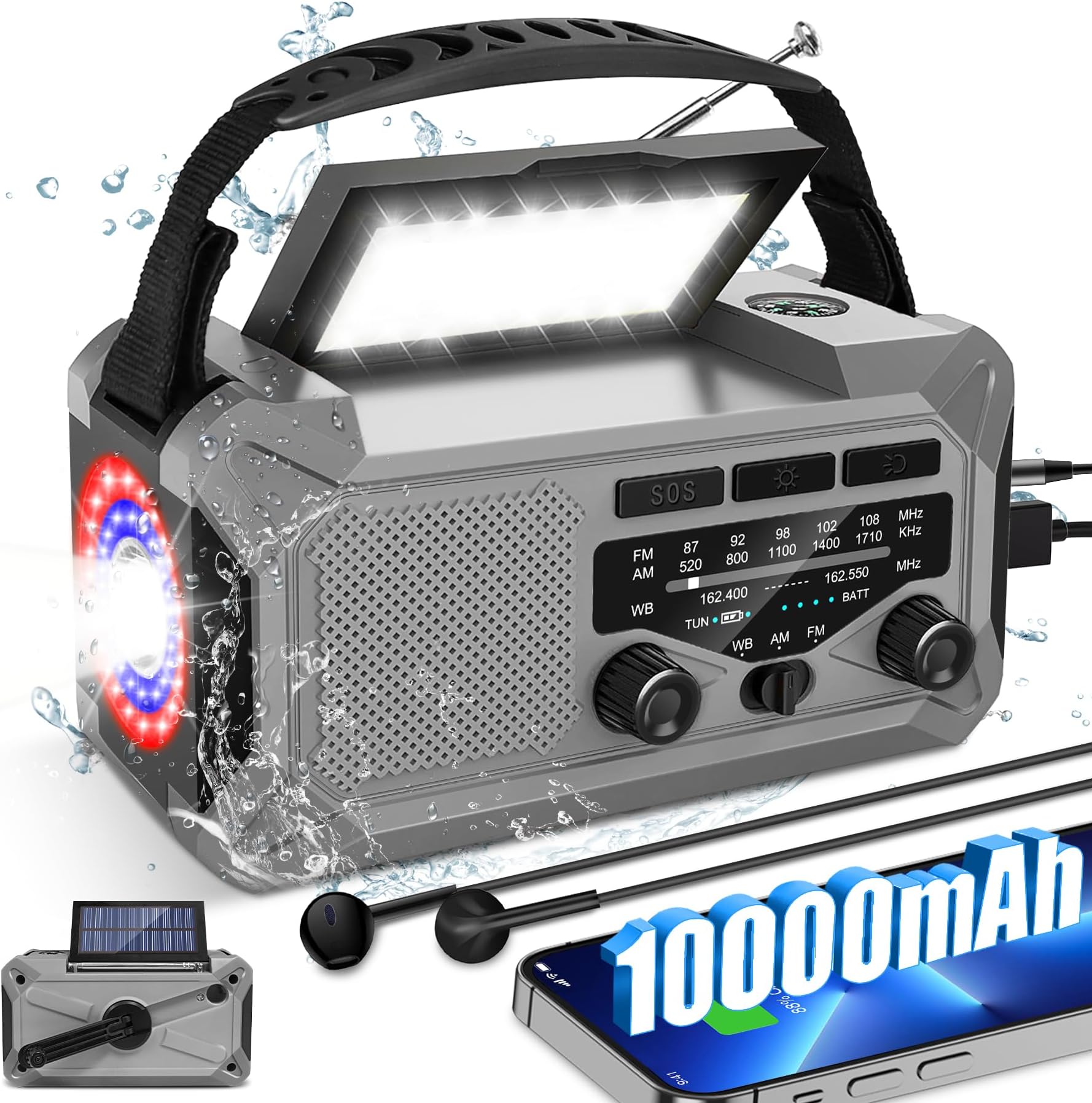 Amazon.com: 10000mAh Emergency Weather Radio with Wireless Speaker ...