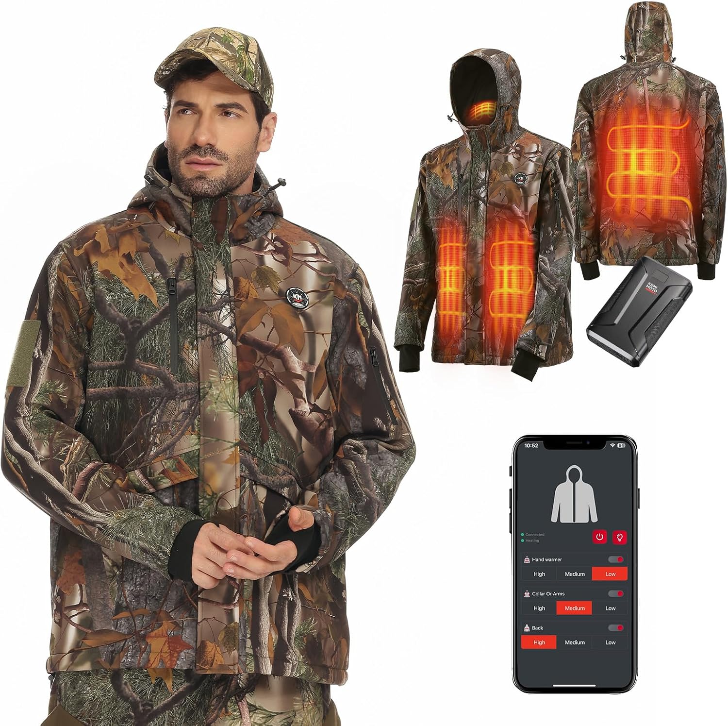 Amazon.com: KEMIMOTO Hunting Heated Jacket with 20000mAh 6-12H ...