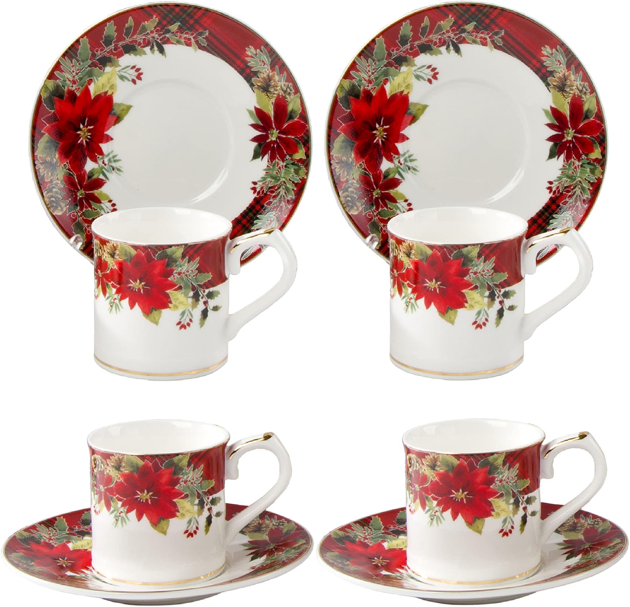 Amazon.com | Grace Teaware Poinsettia Chintz Gold Bone China Tea Cup ...
