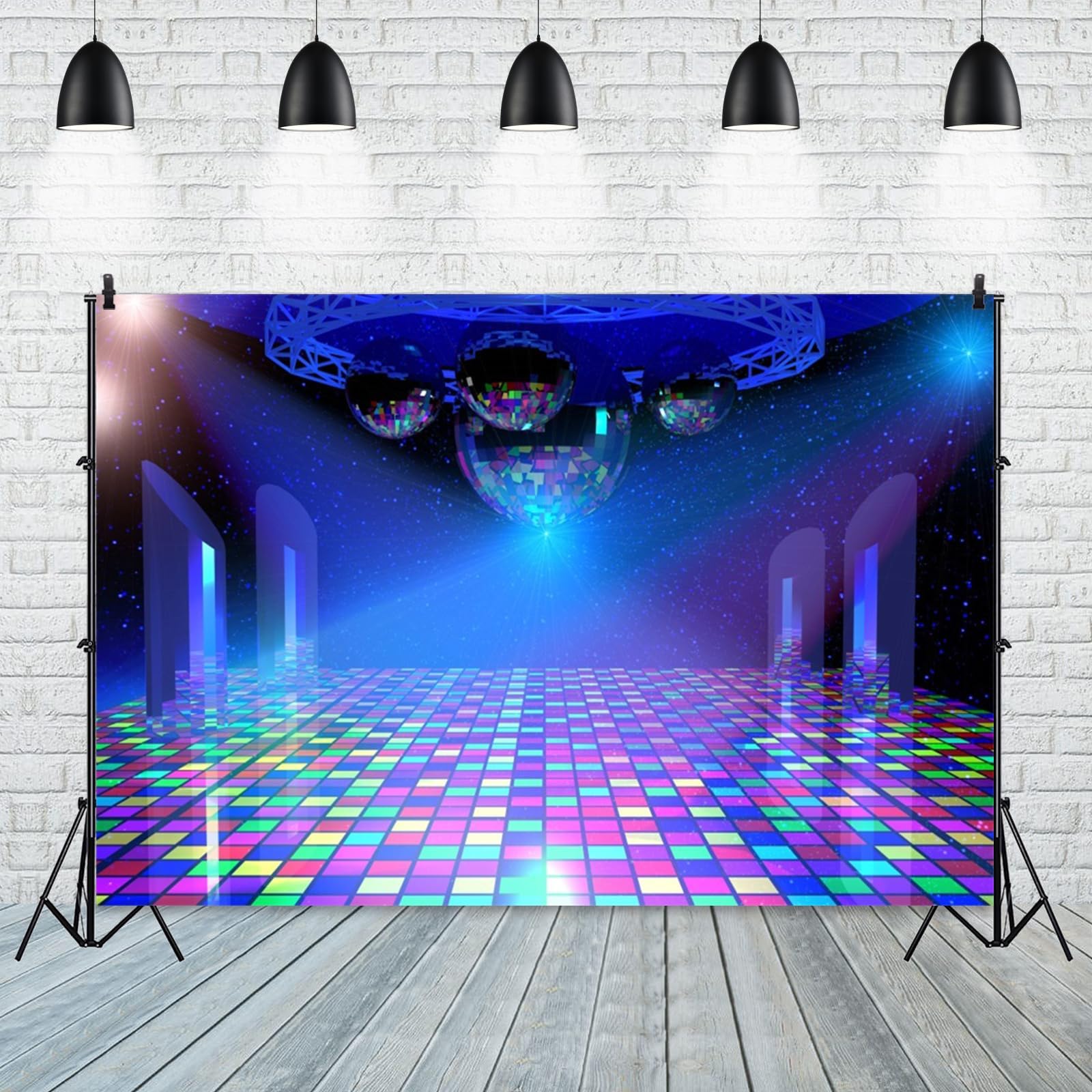 Amazon.com : Leowefowa 7x5ft Vinyl Neon Party Backdrop Vintage 70s 80s ...